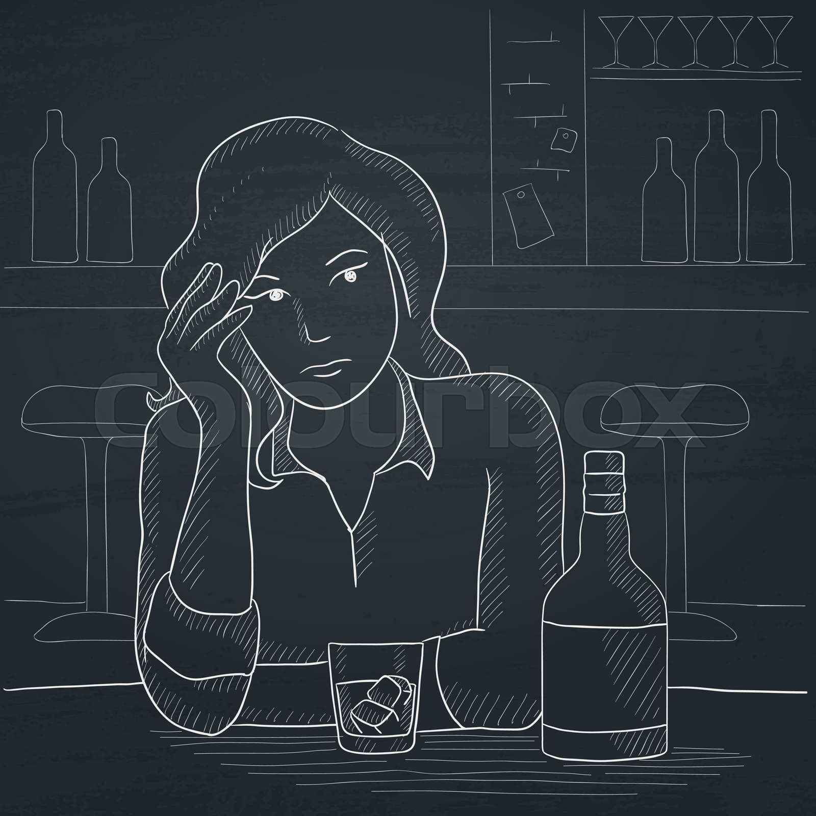 Woman sitting at bar. | Stock vector | Colourbox