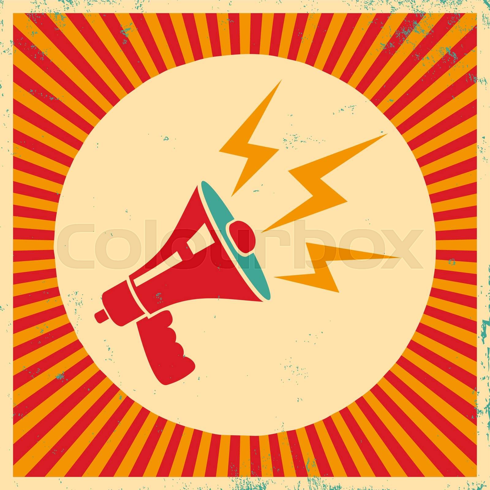 Poster with retro megaphone | Stock vector | Colourbox