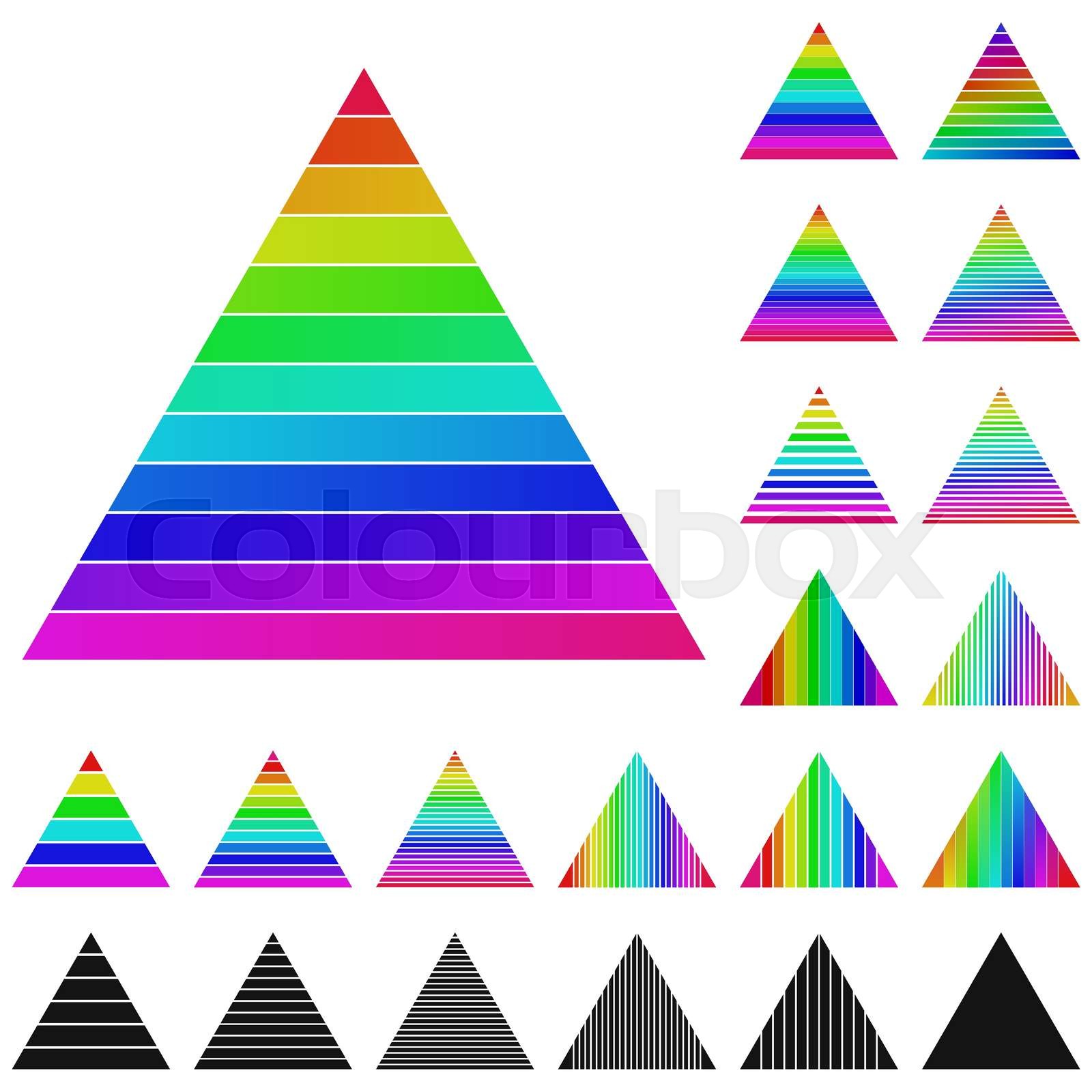Set of rainbow pyramid logo icons | Stock vector | Colourbox