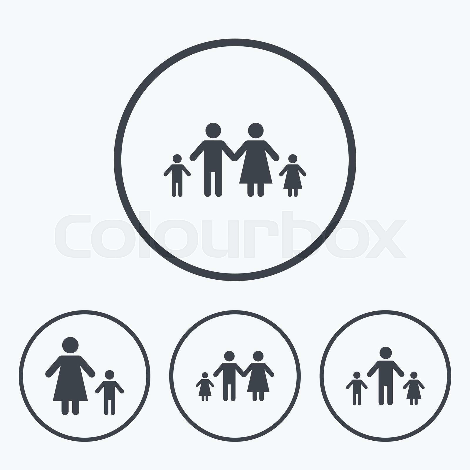 Family with two children sign. Parents and kids. | Stock vector | Colourbox
