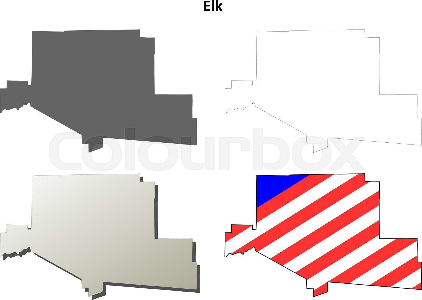 Elk County, Pennsylvania outline map set | Stock vector | Colourbox