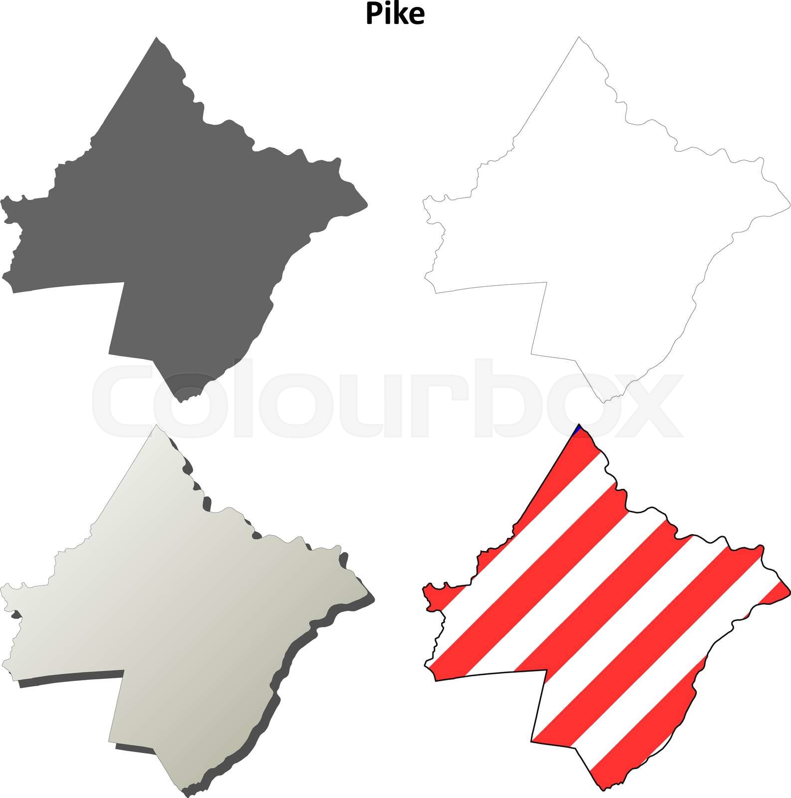 Pike County, Pennsylvania outline map set | Stock vector | Colourbox