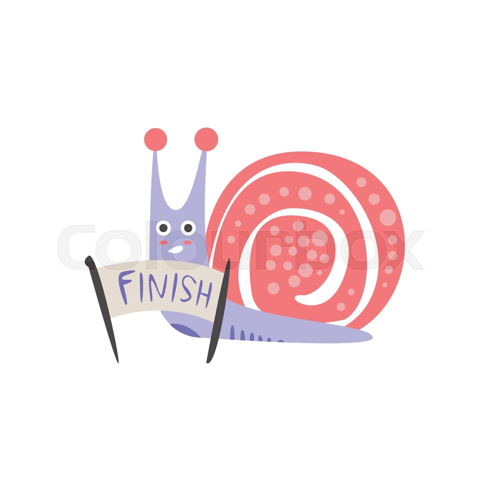 Snail Crossing The Finish Line | Stock vector | Colourbox