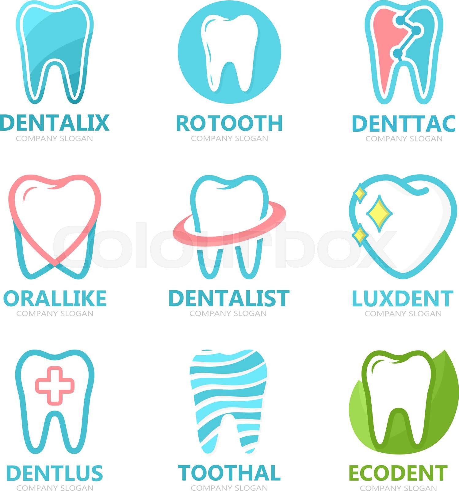 Set of tooth logo design template. Dental logo. Dental clinic logo ...