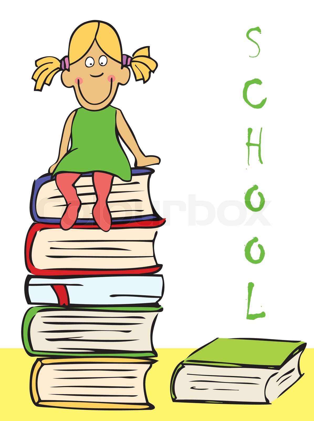 studying, animated, girl | Stock vector | Colourbox