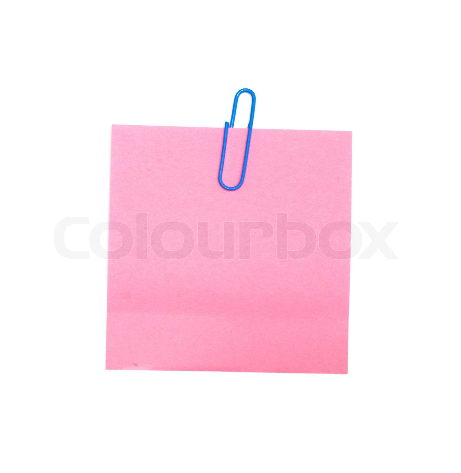 Pink sticker note with a blue push-pin over white paper | Stock image ...