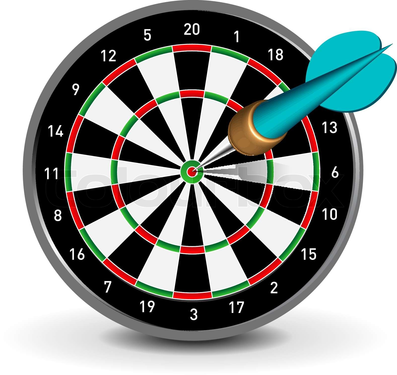 Vector Dartboard with Dart on white background | Stock vector | Colourbox
