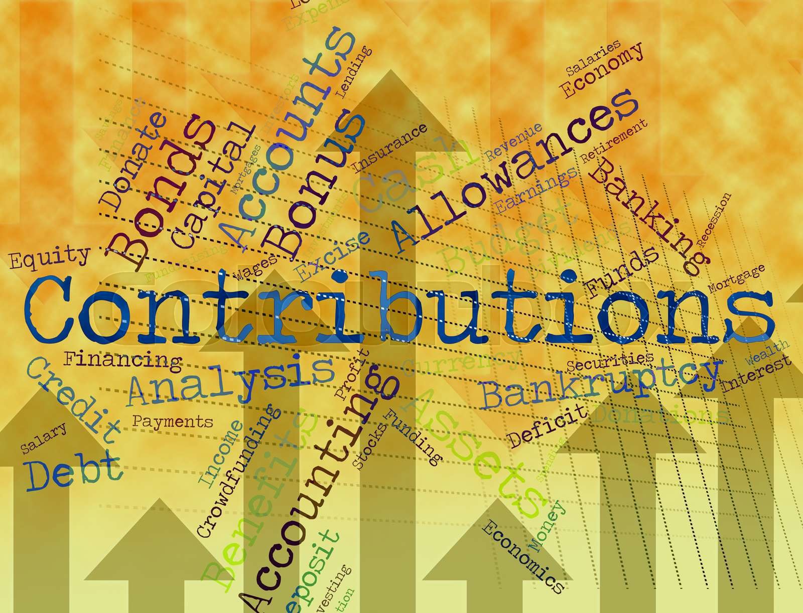 Contributions Word Indicates Give Volunteers And Volunteer | Stock ...