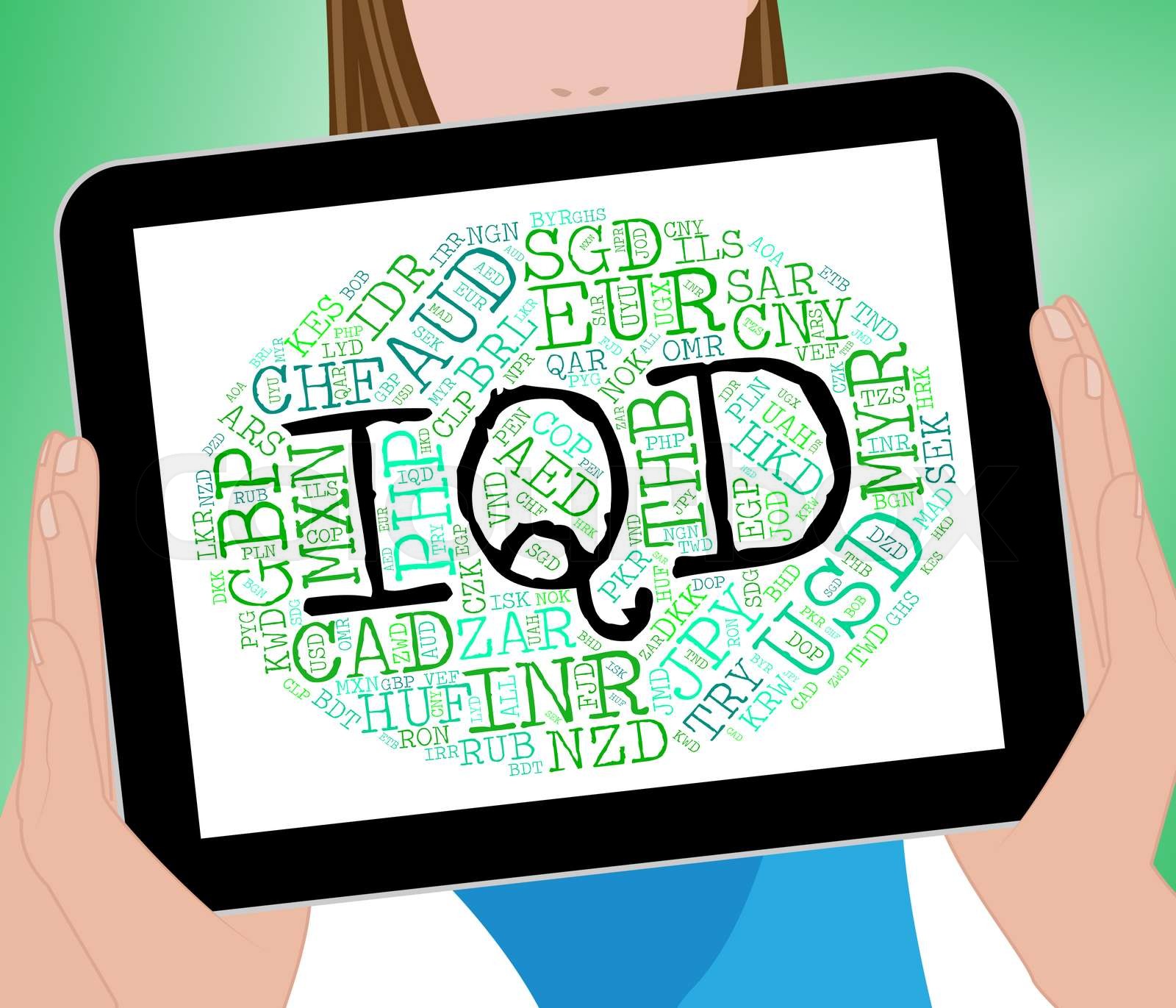 Iqd Currency Shows Iraqi Dinar And Banknote | Stock image | Colourbox