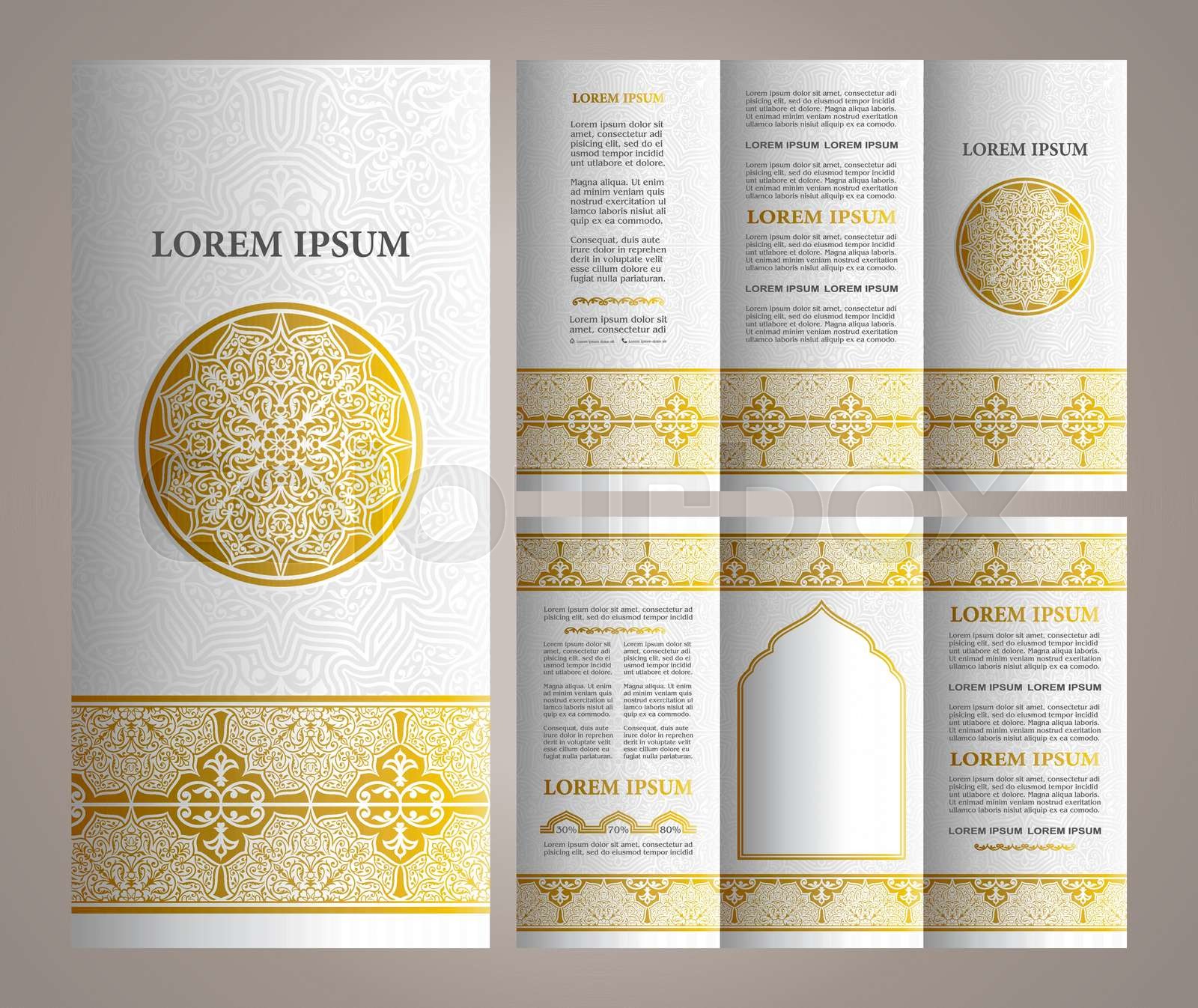 Vintage islamic style brochure and flyer design template with logo ...