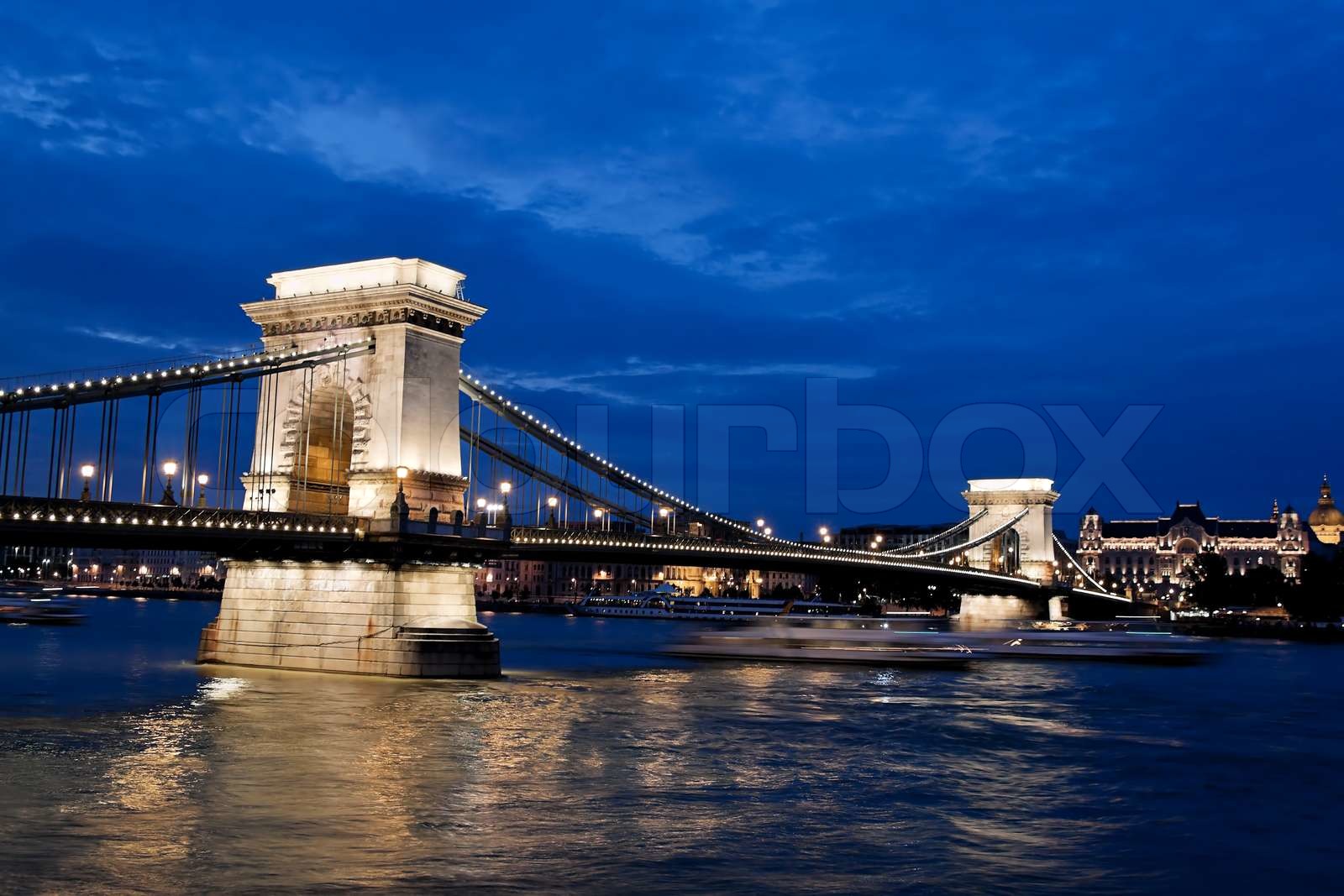 The Chain Bridge is one of the landmarks of Budapest in Hungary | Stock ...