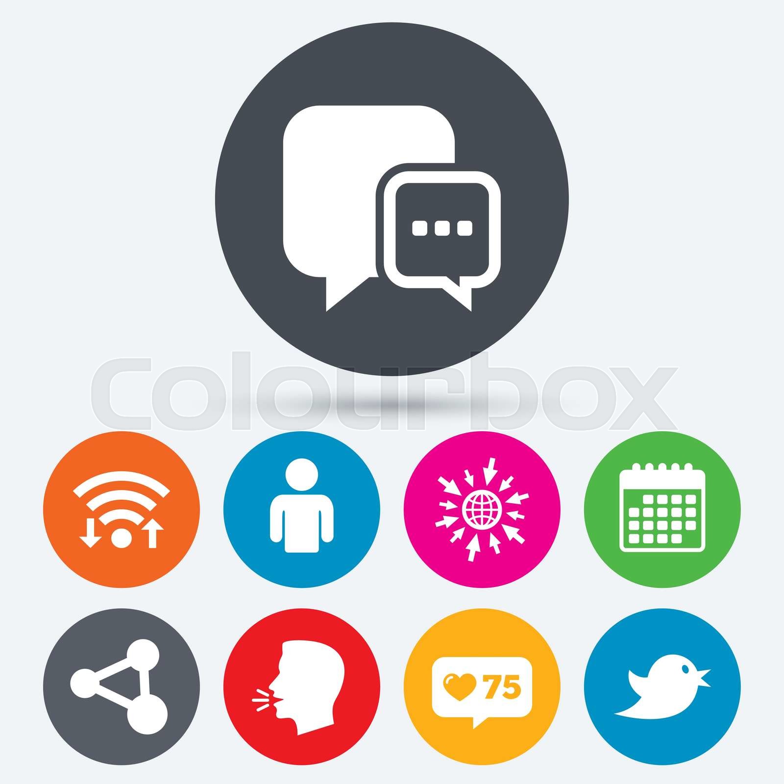 Social media icons. Chat speech bubble and Share | Stock vector | Colourbox