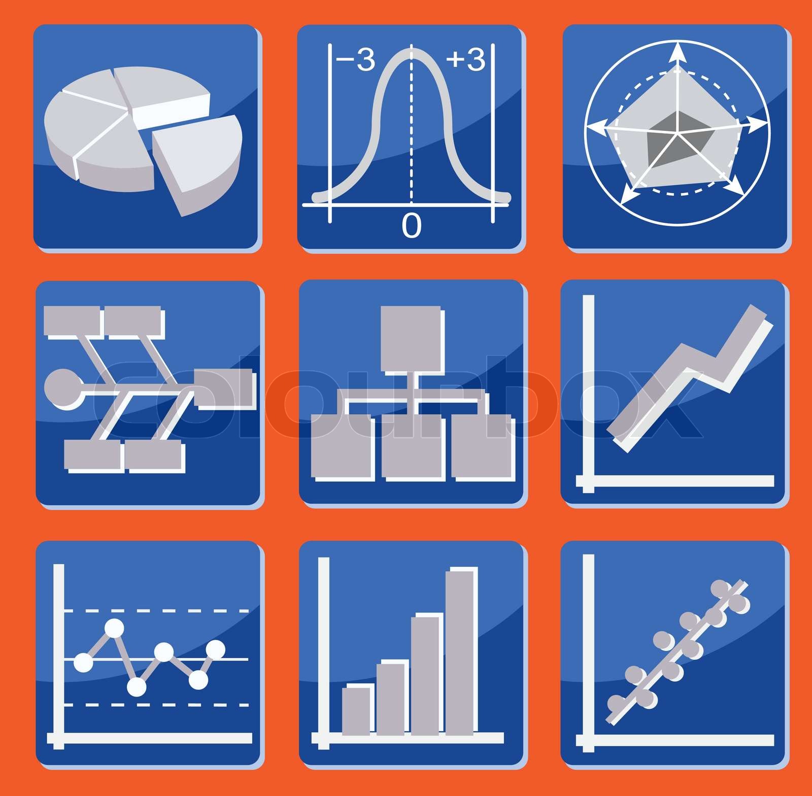 Icons with different types of charts and graphs | Stock vector | Colourbox