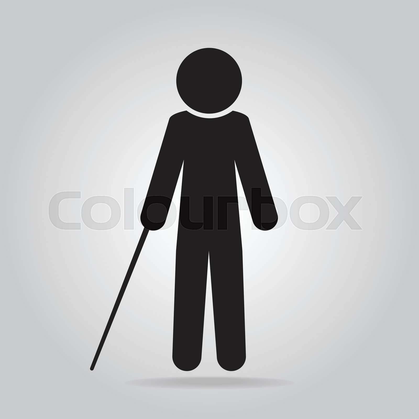 Blind man with stick symbol illustration | Stock vector | Colourbox