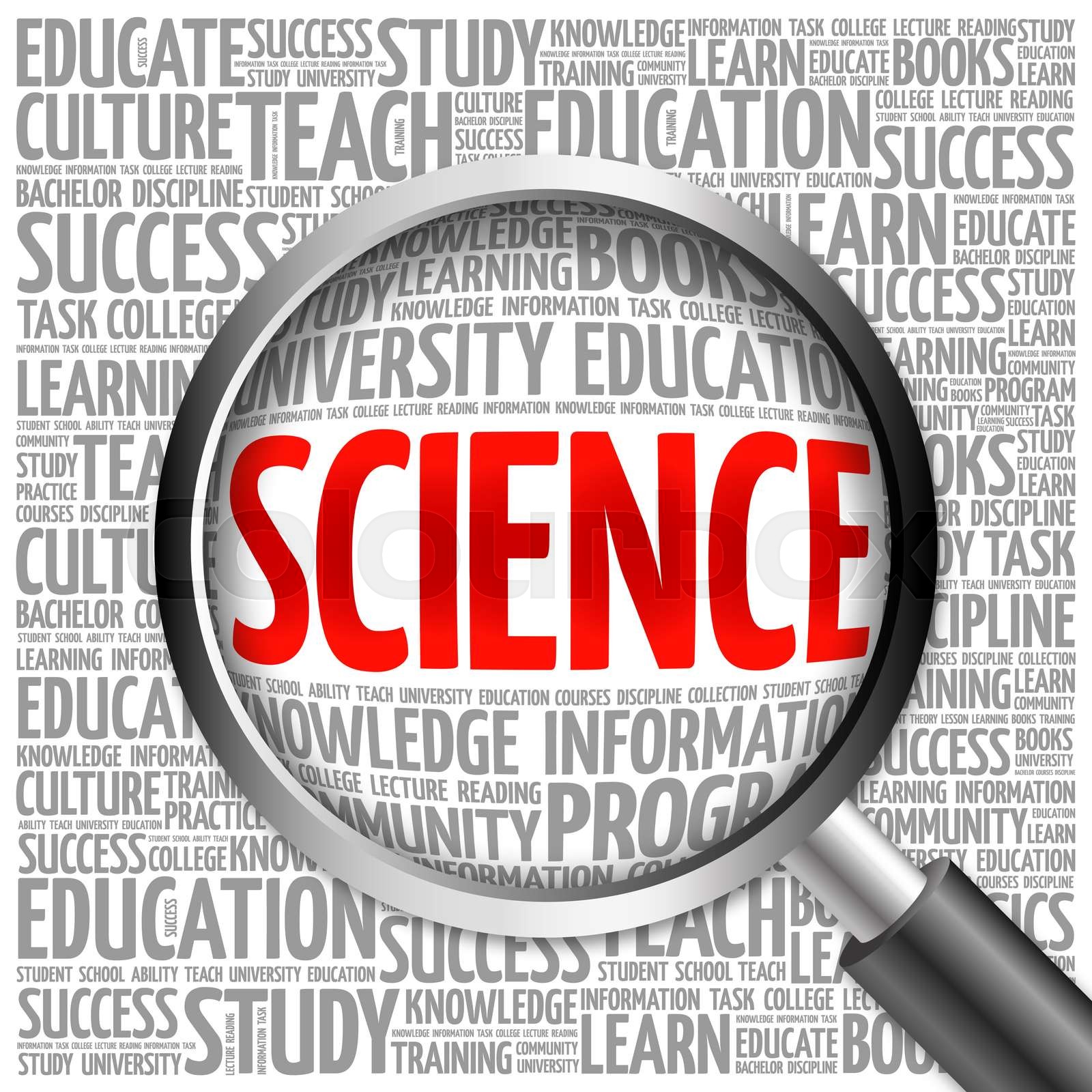 SCIENCE word cloud with magnifying glass | Stock image | Colourbox