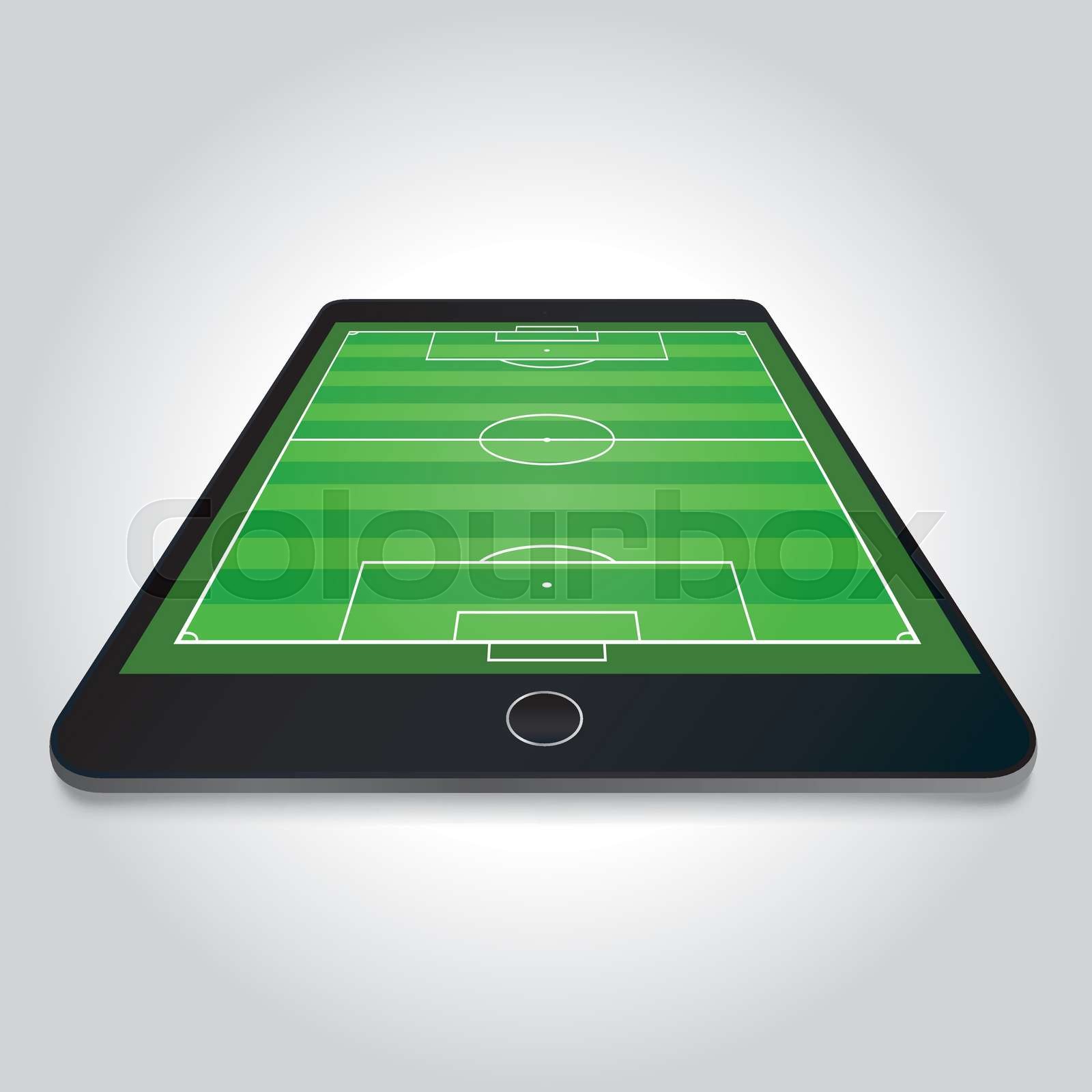 Soccer field on tablet screen | Stock vector | Colourbox