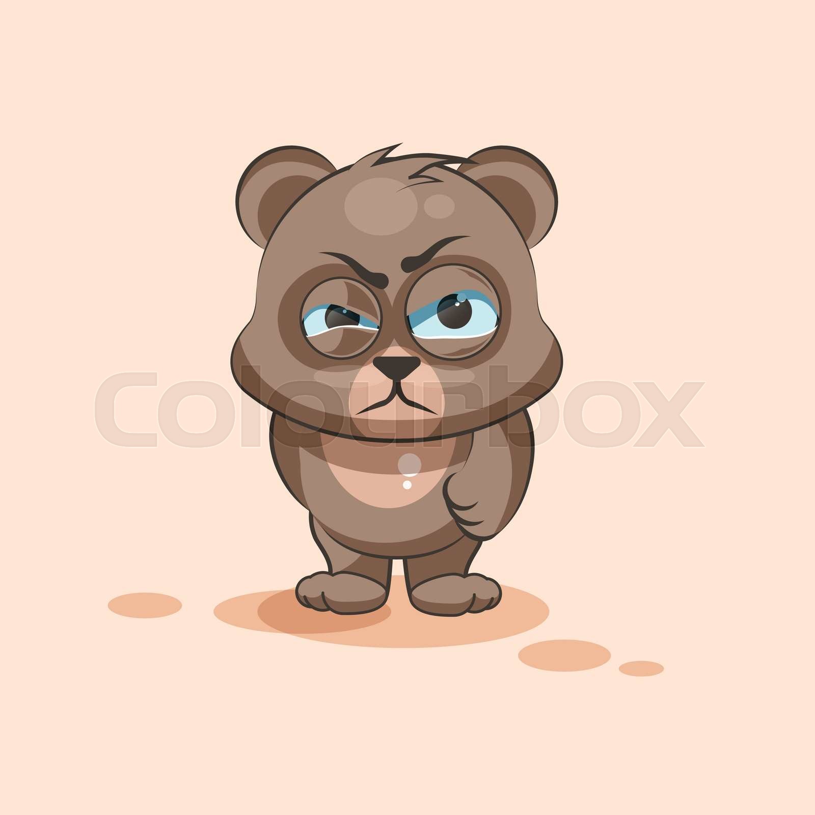 isolated Emoji character cartoon Bear sticker emoticon with angry ...