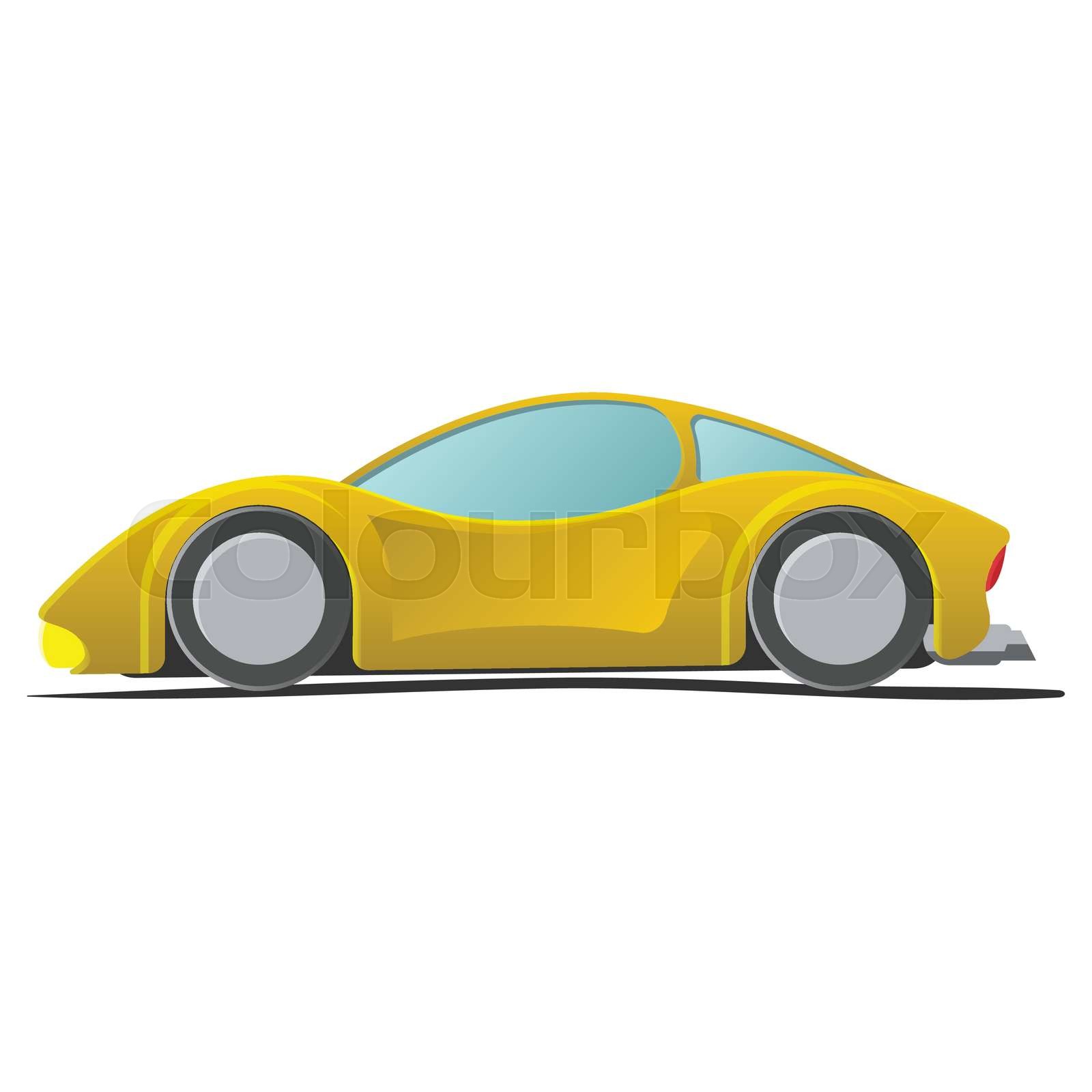 Cartoon yellow sportscar illustration | Stock vector | Colourbox