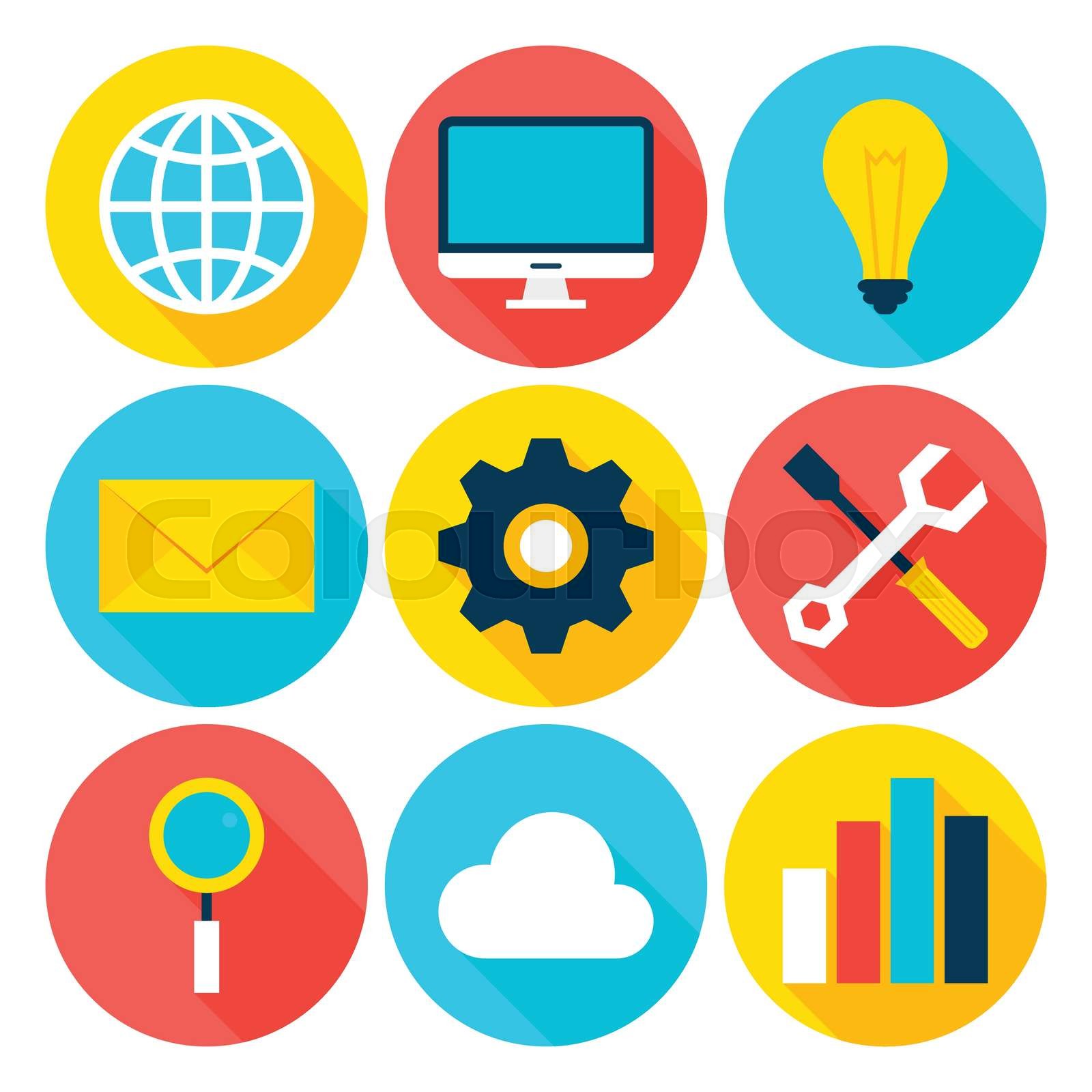 Business Big Data Flat Circle Icons Set | Stock vector | Colourbox