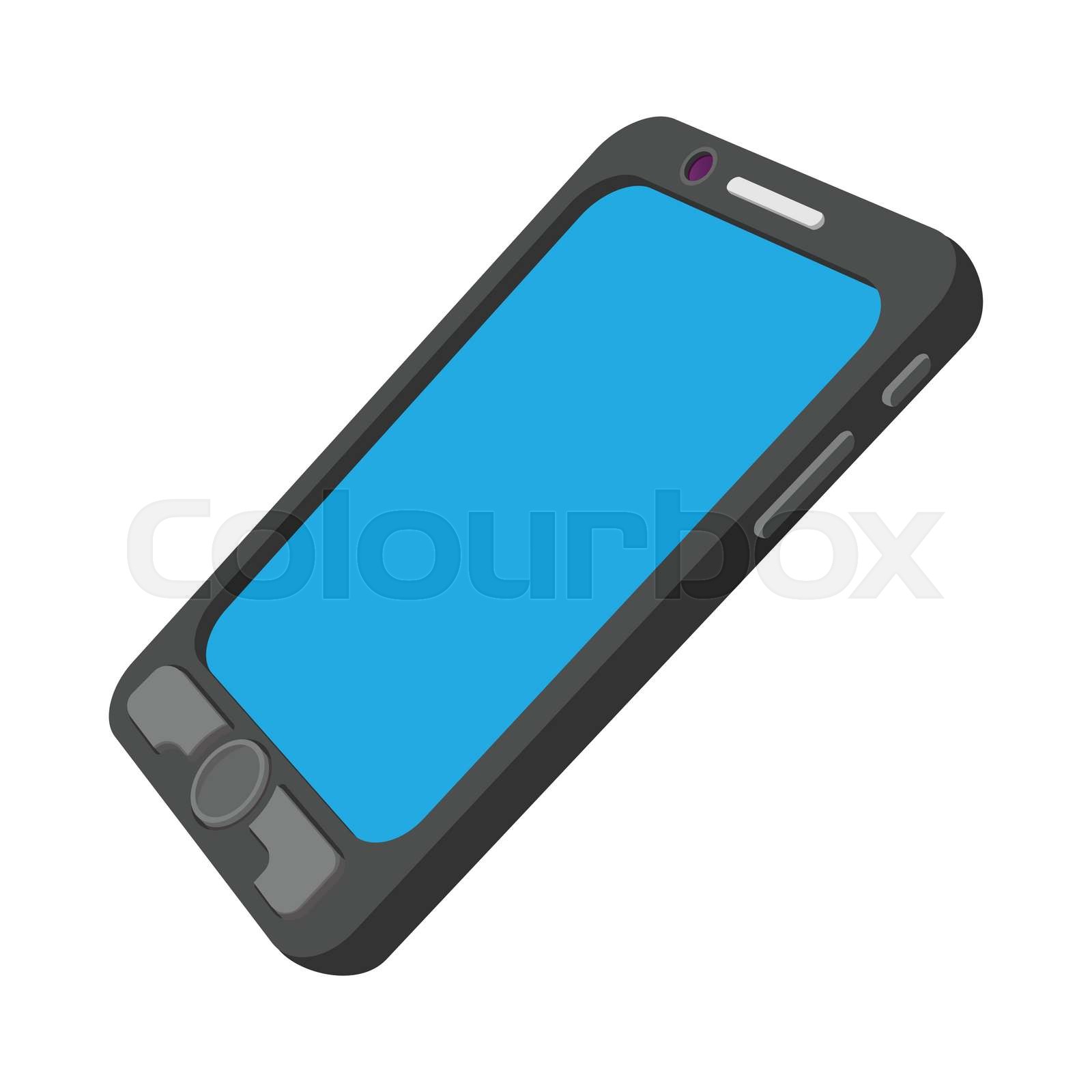Black mobile phone cartoon icon | Stock vector | Colourbox