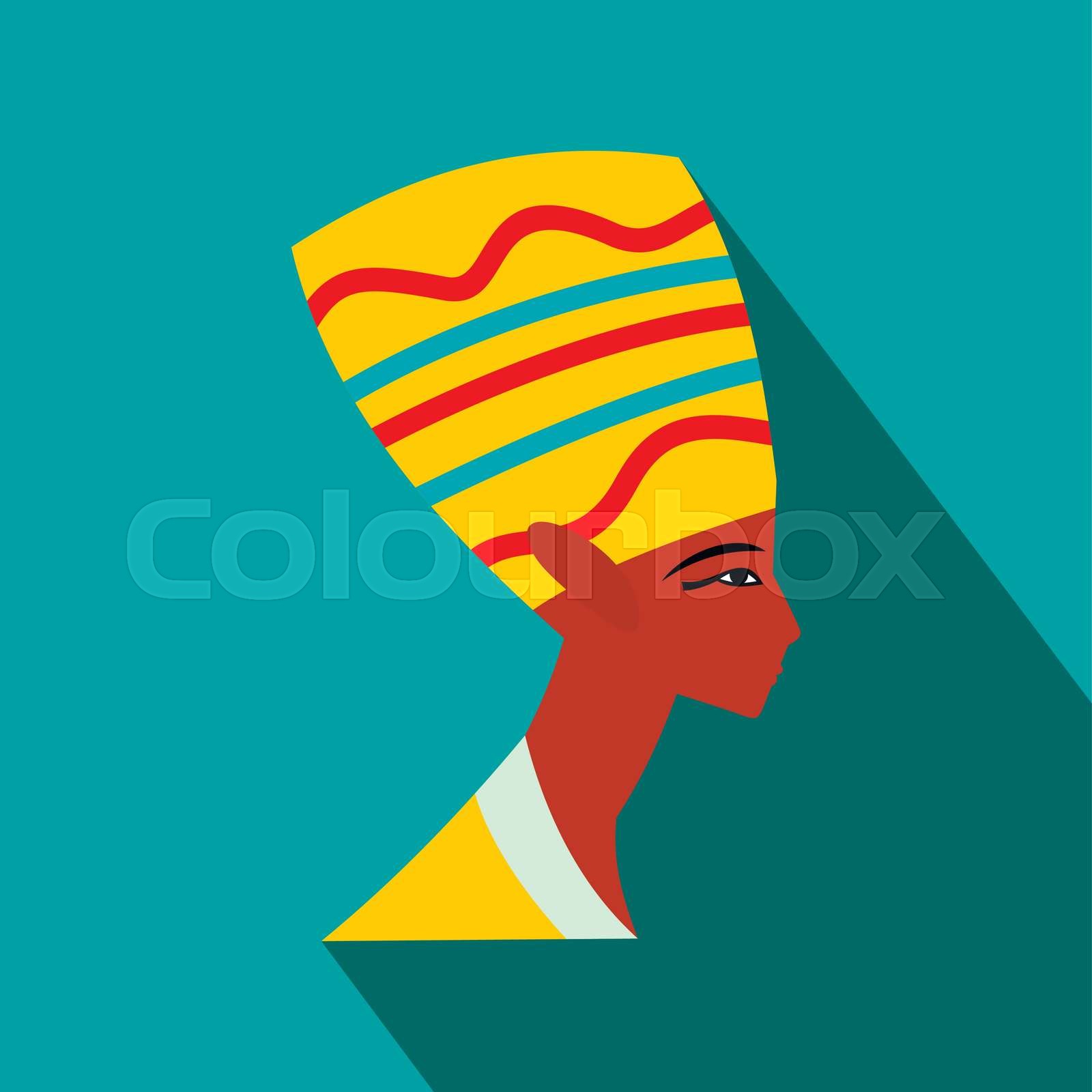 Head of Nefertiti icon, flat style | Stock vector | Colourbox