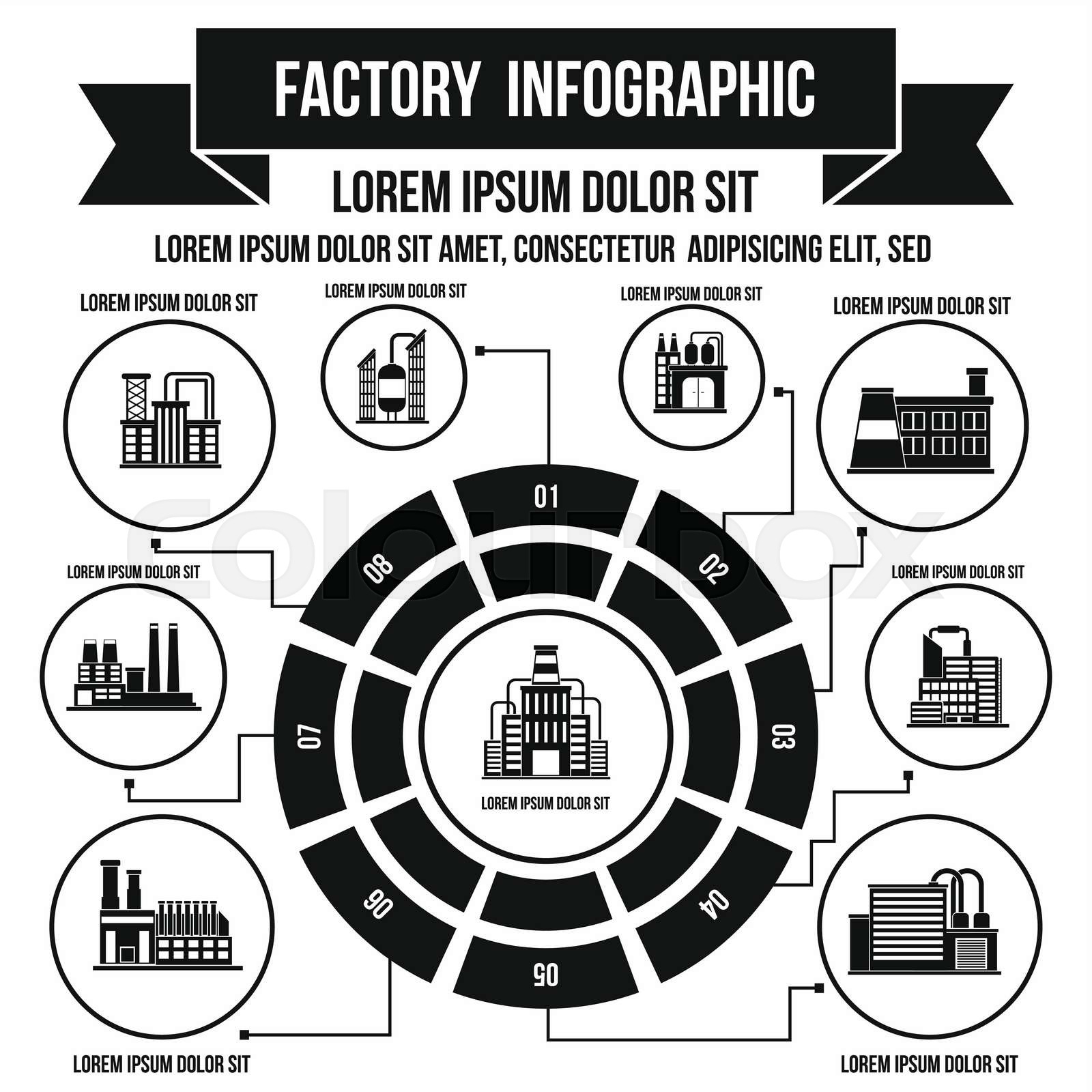Factory infographic elements, simple style | Stock vector | Colourbox