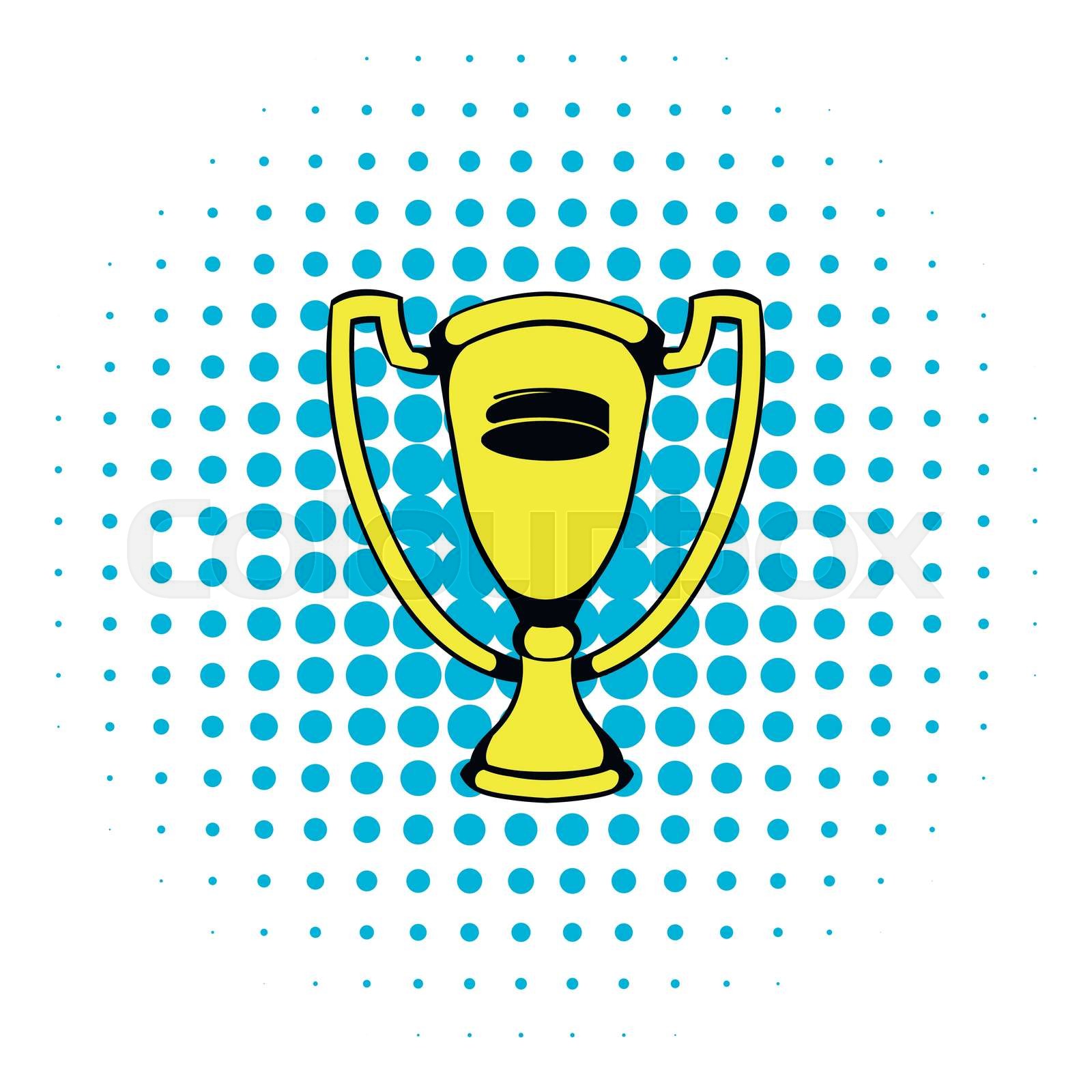 Gold shiny trophy cup award icon, comics style | Stock vector | Colourbox