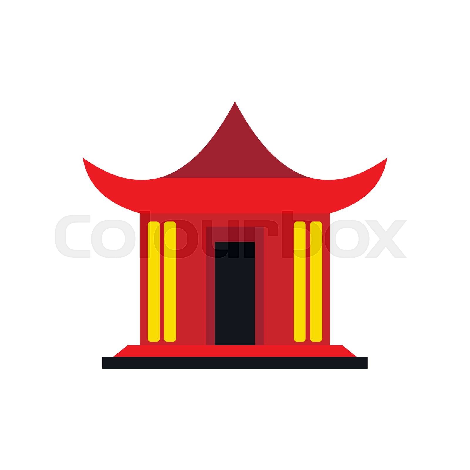Traditional Chinese House icon, flat style | Stock vector | Colourbox