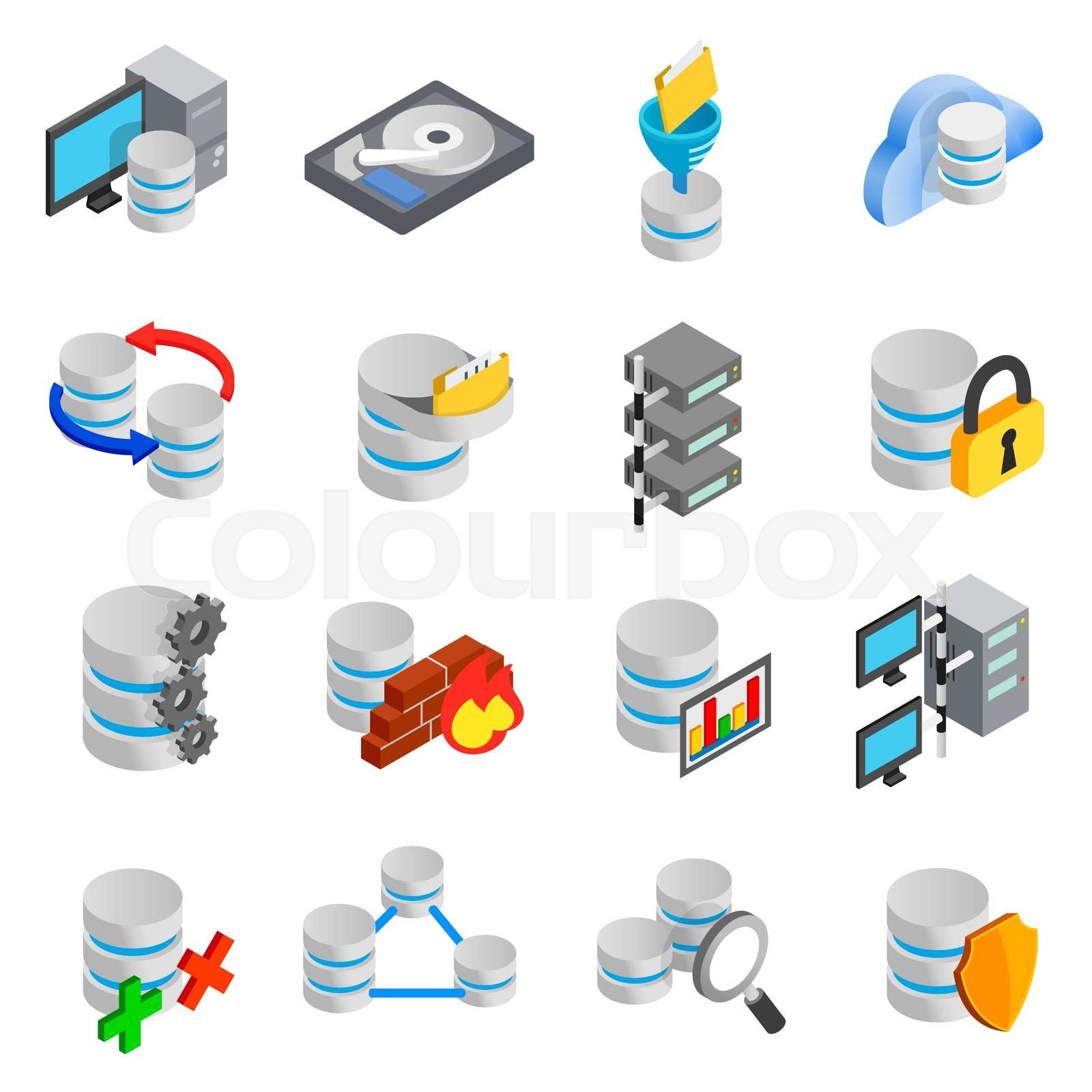 Database icons set | Stock vector | Colourbox