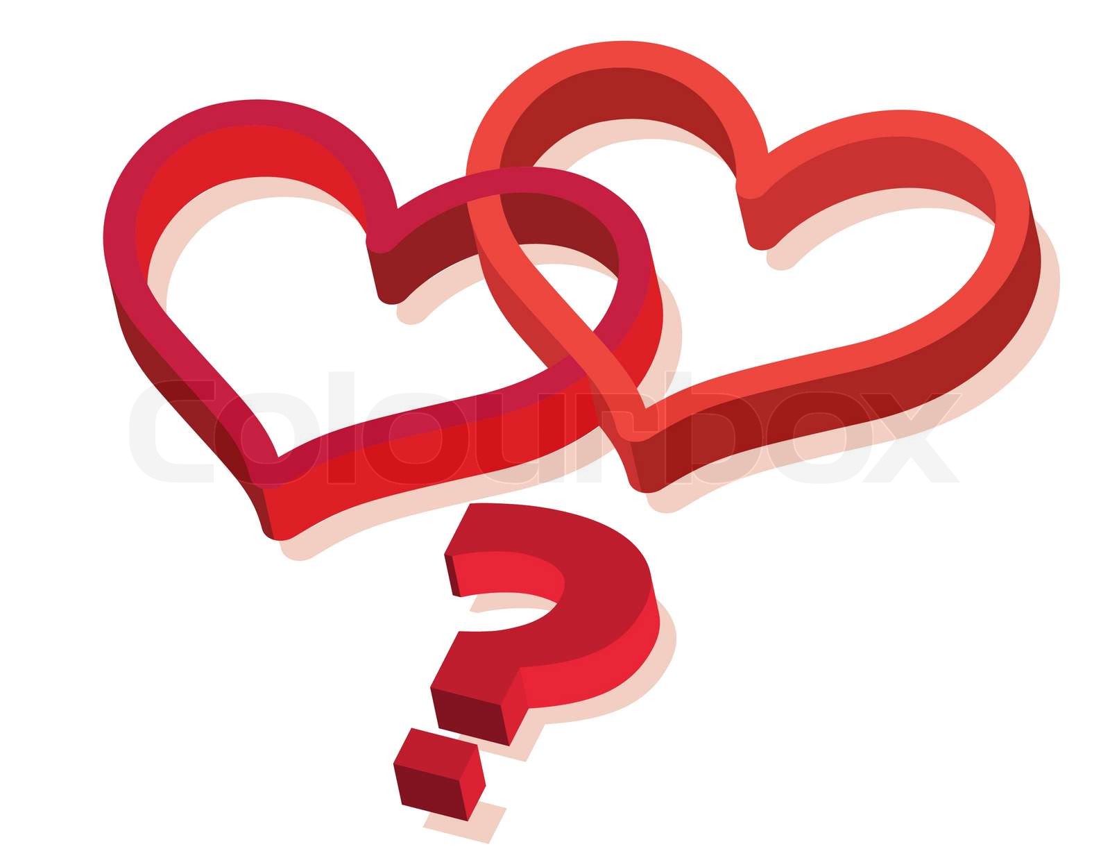 Two hearts with question mark sign as love metaphor - vector ...