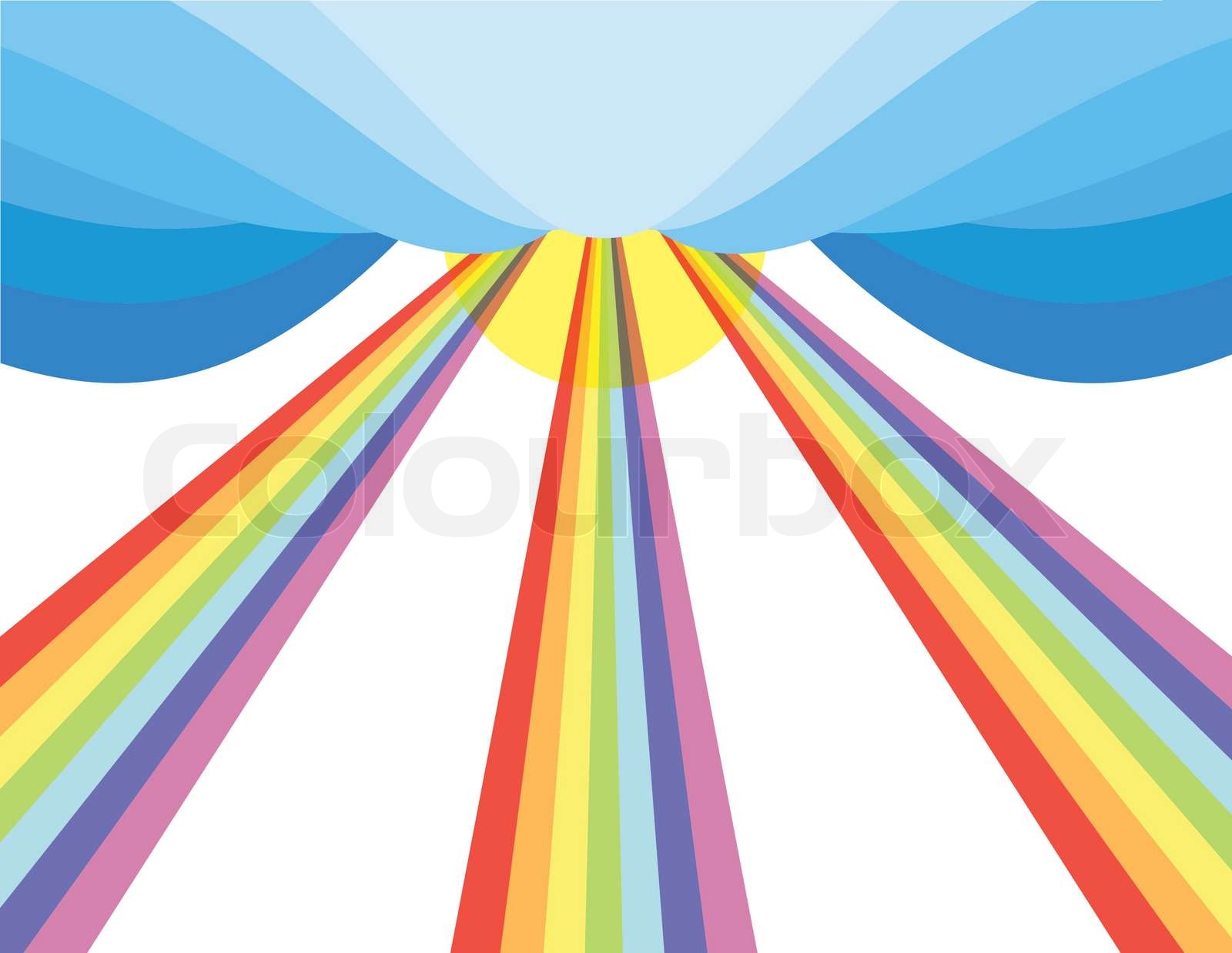Sun rays in Rainbow spectrum flowing from sky | Stock vector | Colourbox