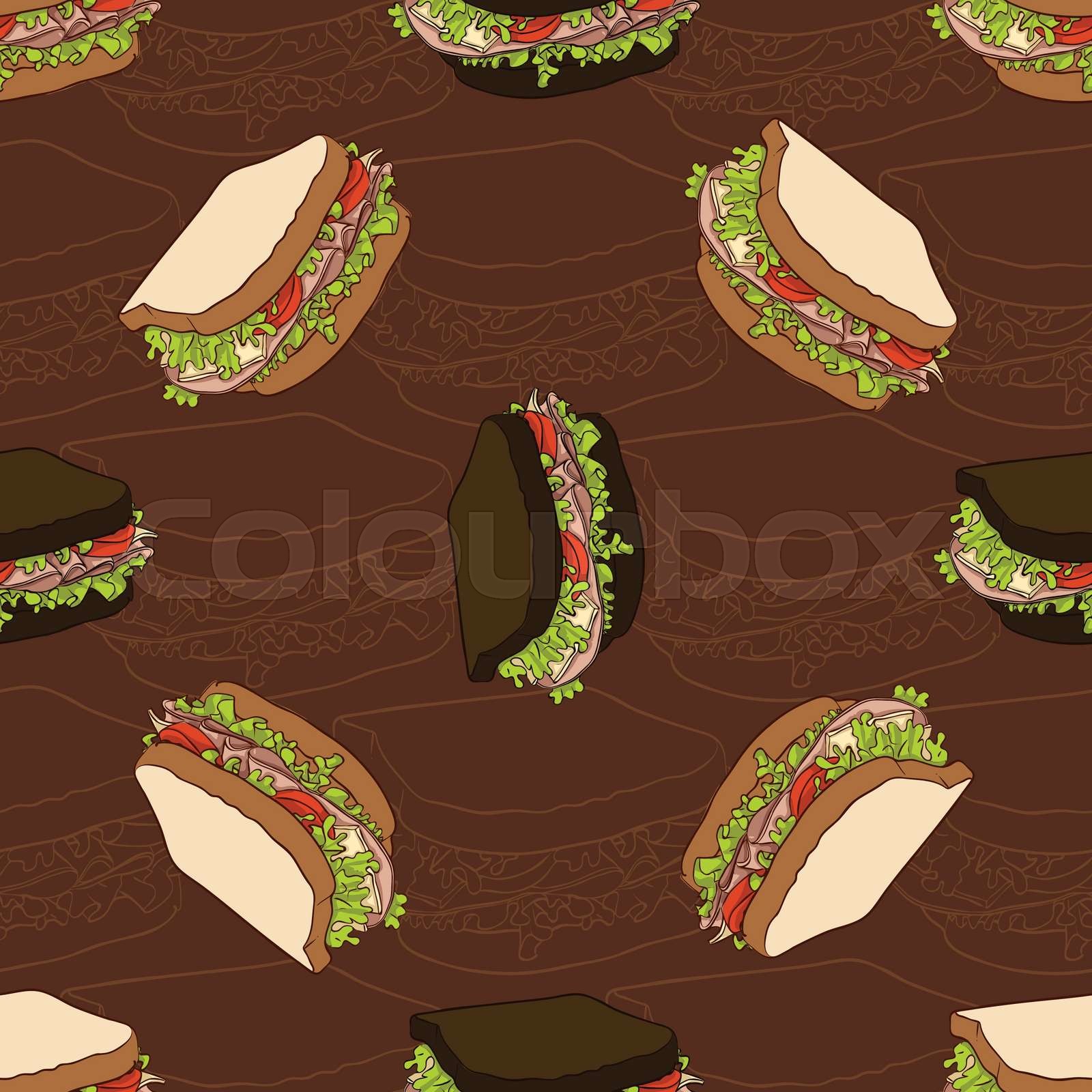 seamless pattern of two types sandwiches | Stock vector | Colourbox