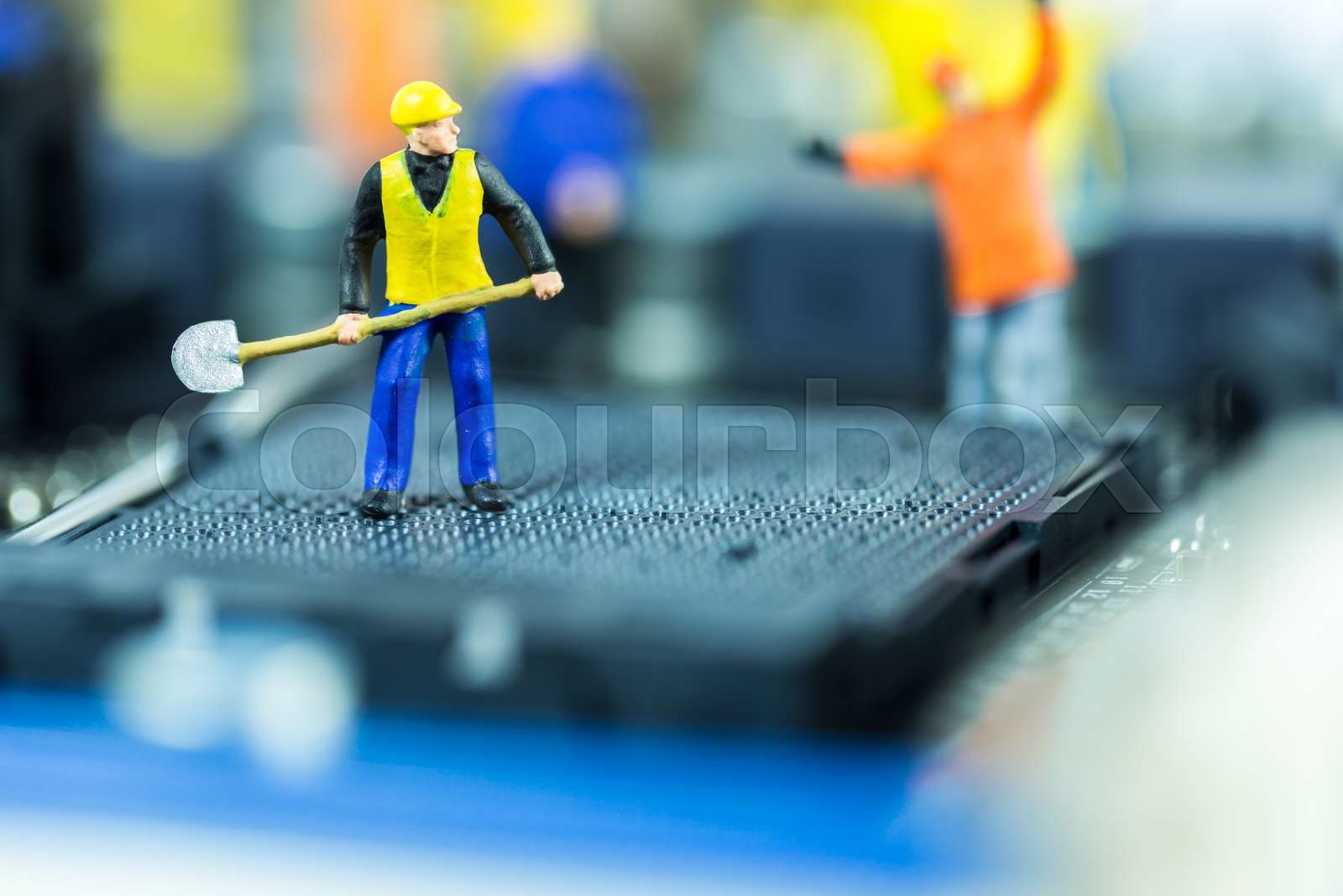 Team of engineers repairing circuit mother board. Computer repair ...