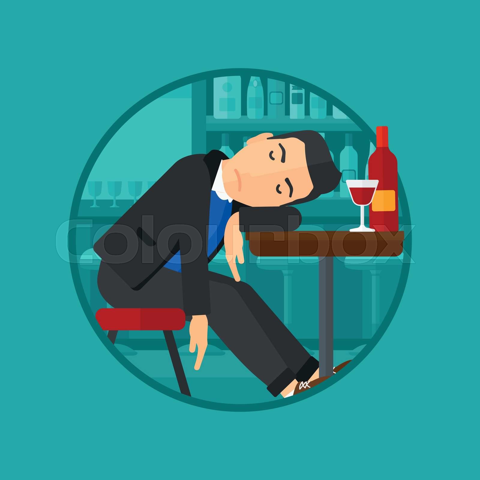 Drunk man sleeping in bar. | Stock vector | Colourbox