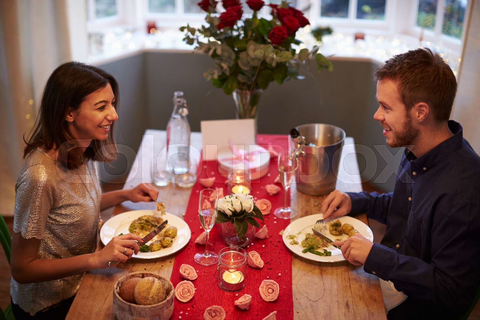 Romantic Couple Enjoying Valentines Day Meal Together | Stock image ...