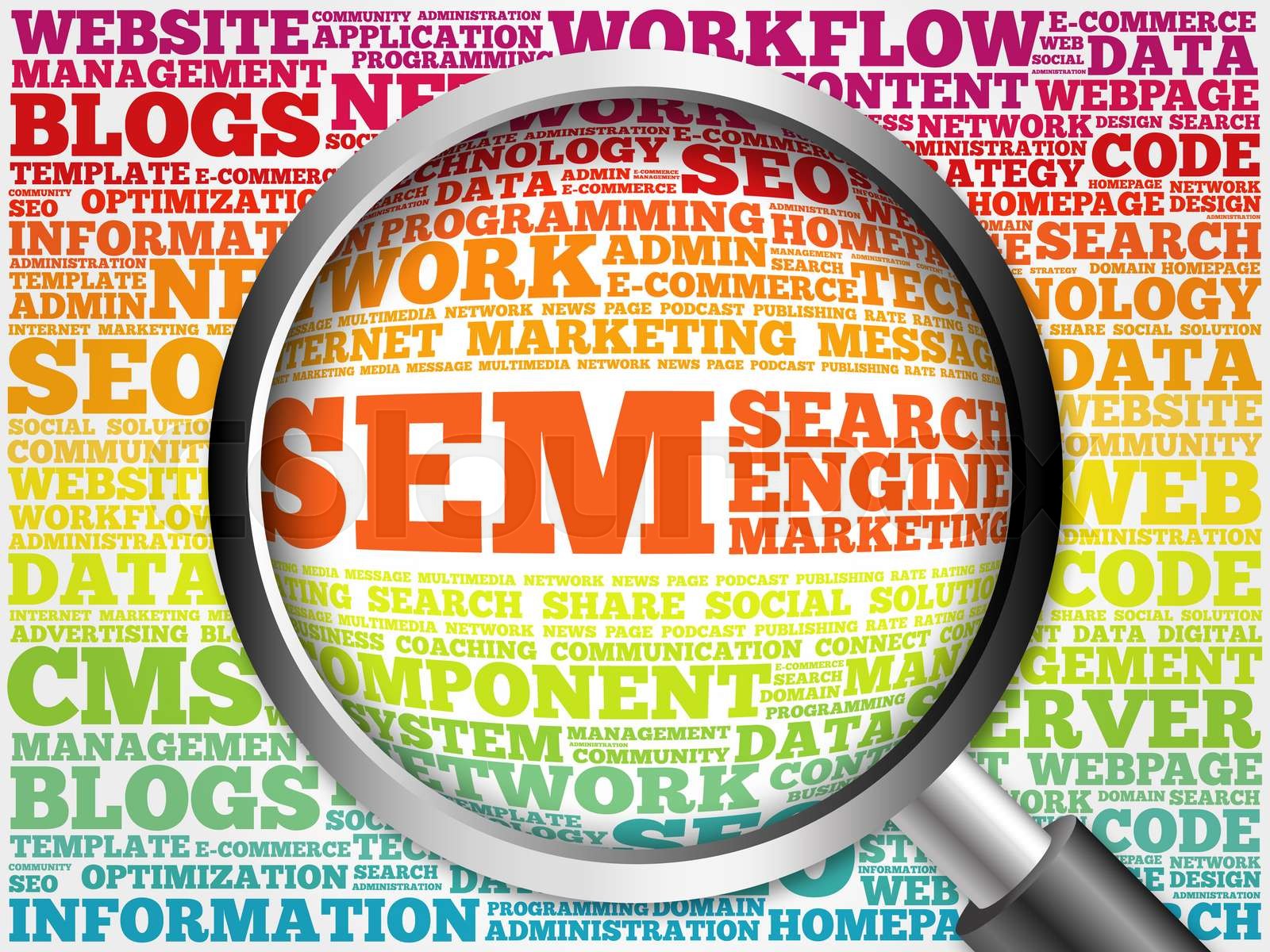 SEM (Search Engine Marketing) word cloud | Stock image | Colourbox