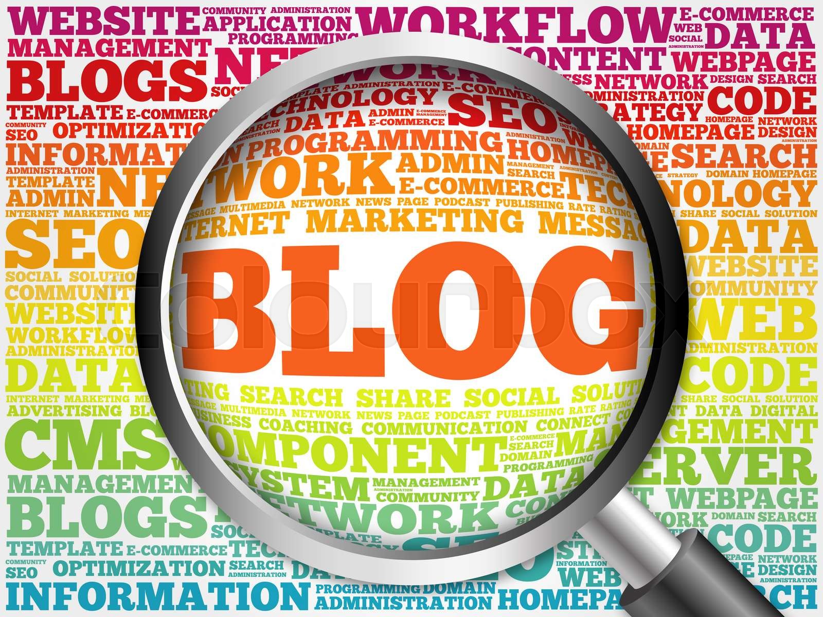 BLOG word cloud with magnifying glass | Stock image | Colourbox