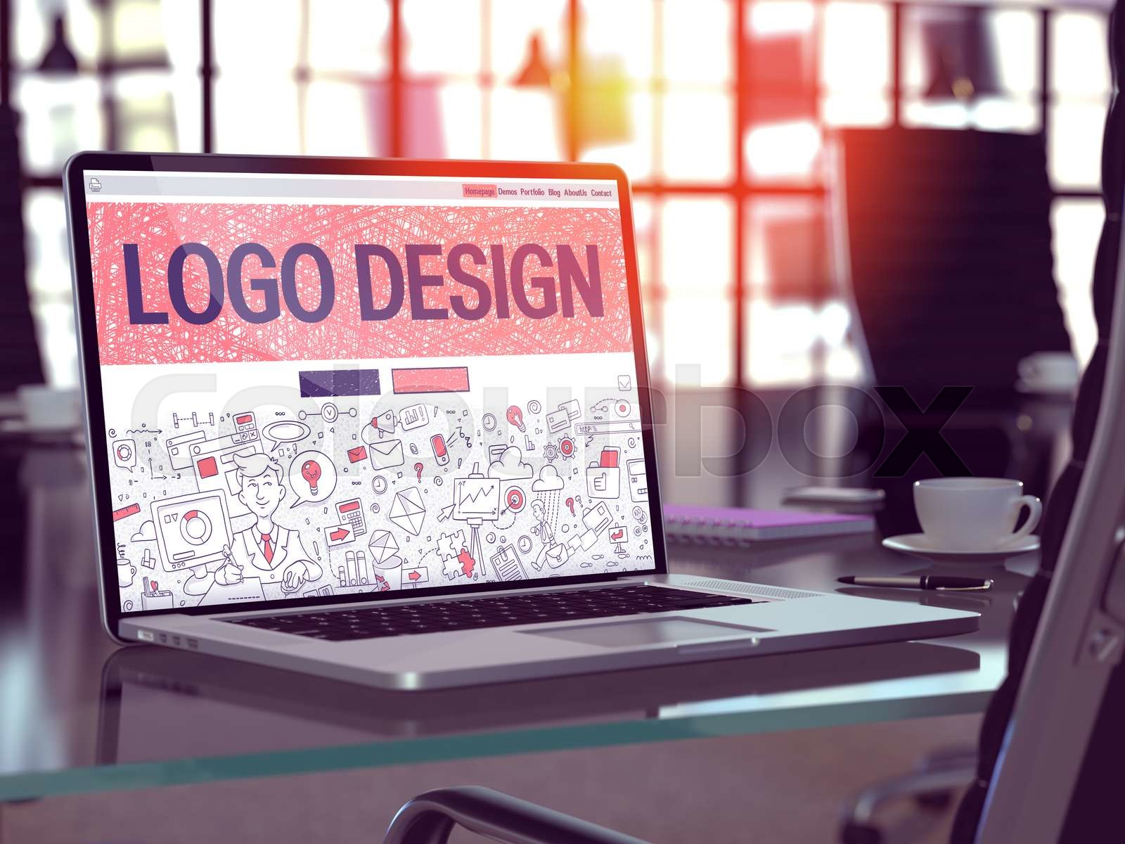 Logo Design Concept on Laptop Screen. | Stock image | Colourbox