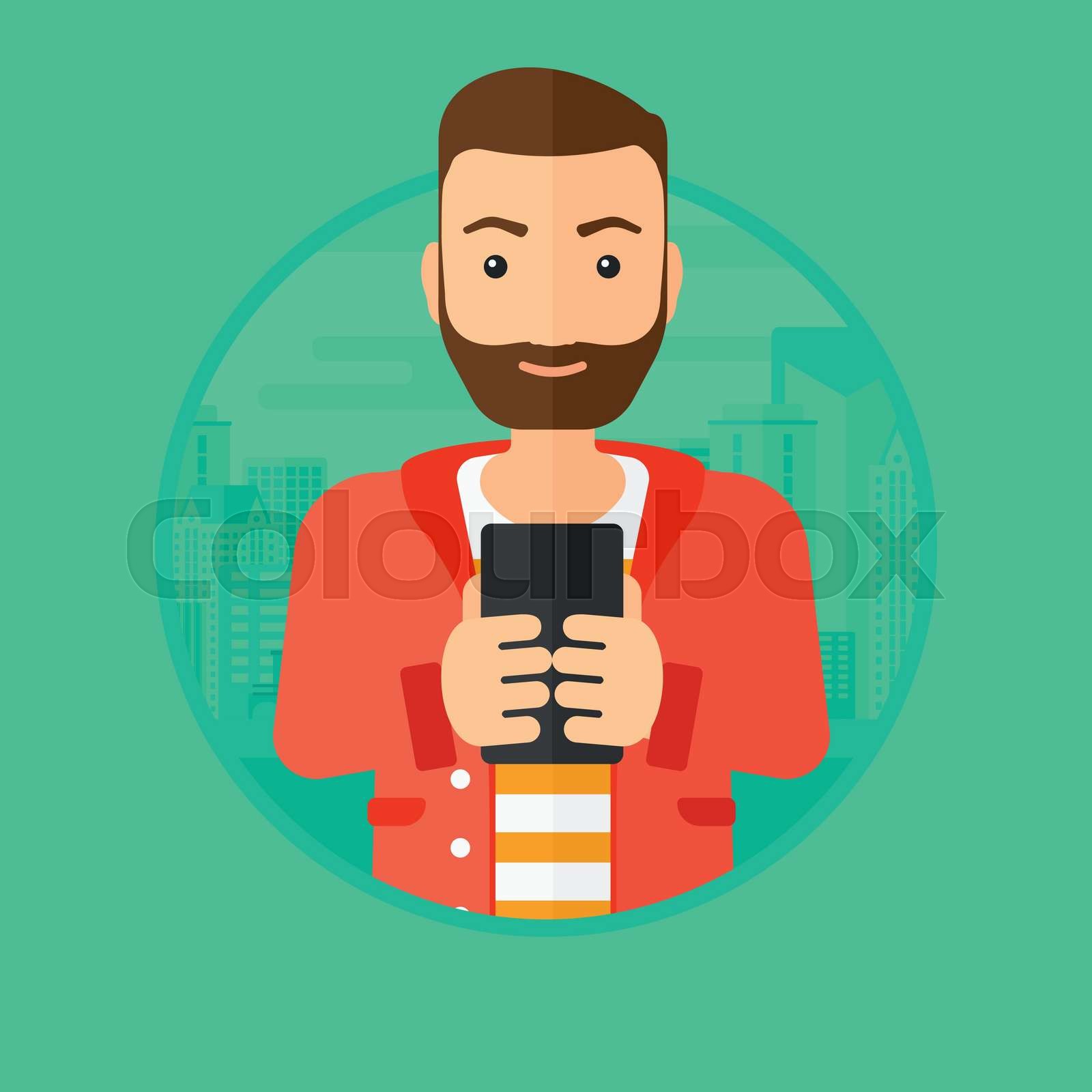 Man using smartphone. | Stock vector | Colourbox