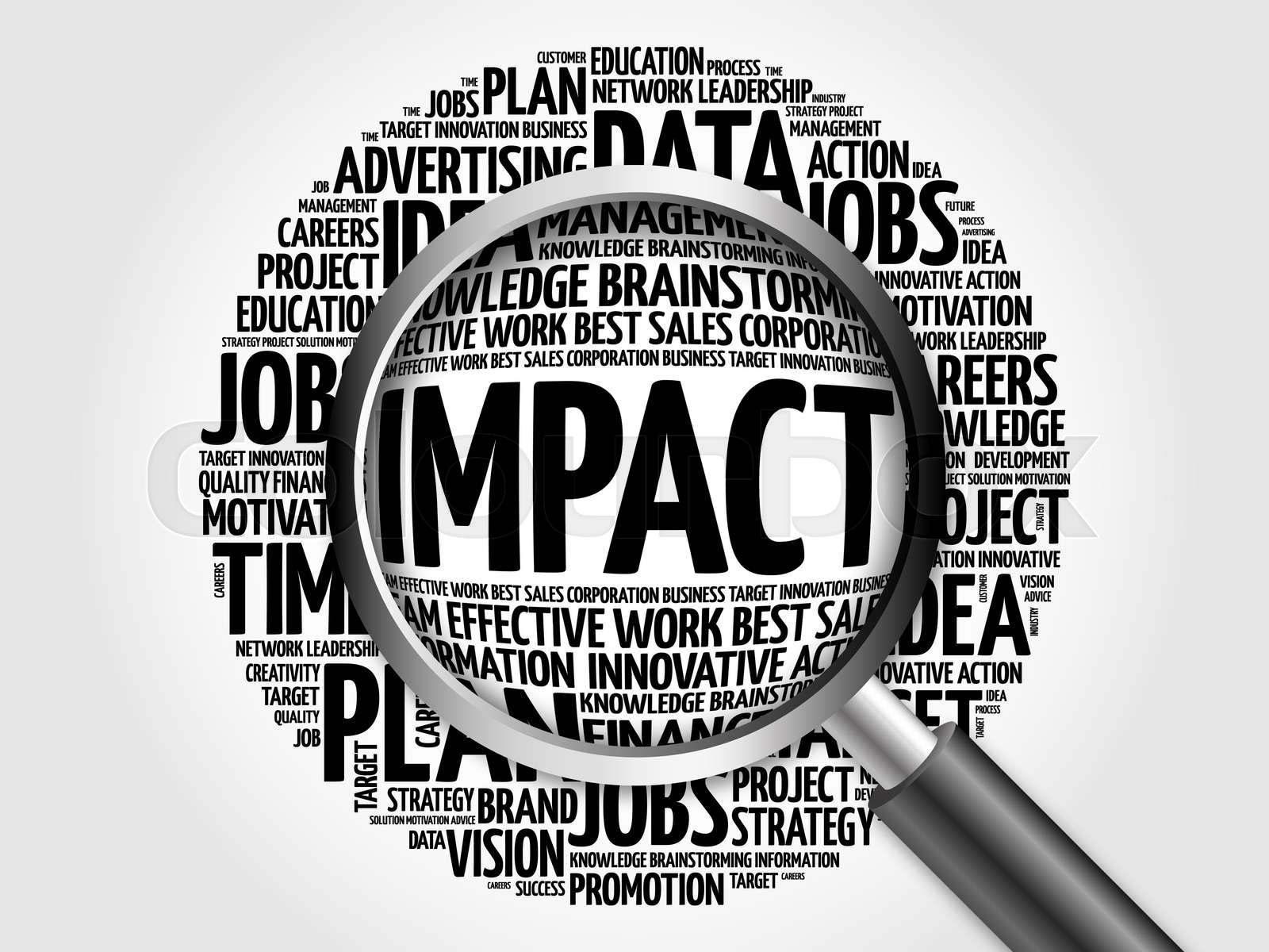 Impact word cloud with magnifying glass | Stock image | Colourbox