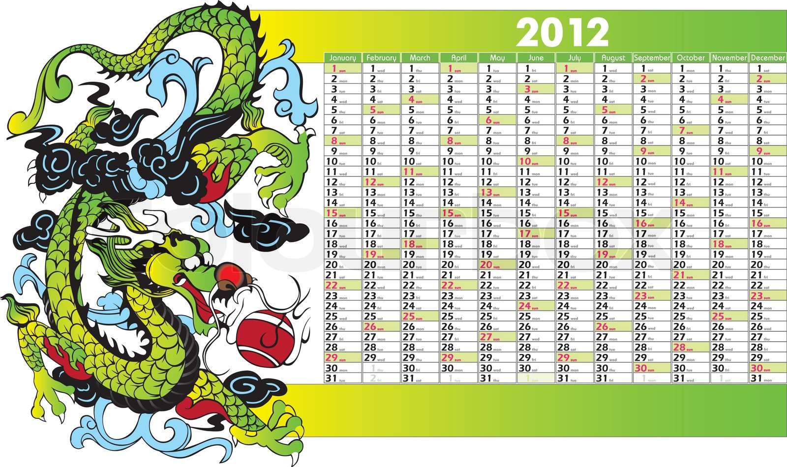 Vector calendar with a unique design | Stock vector | Colourbox