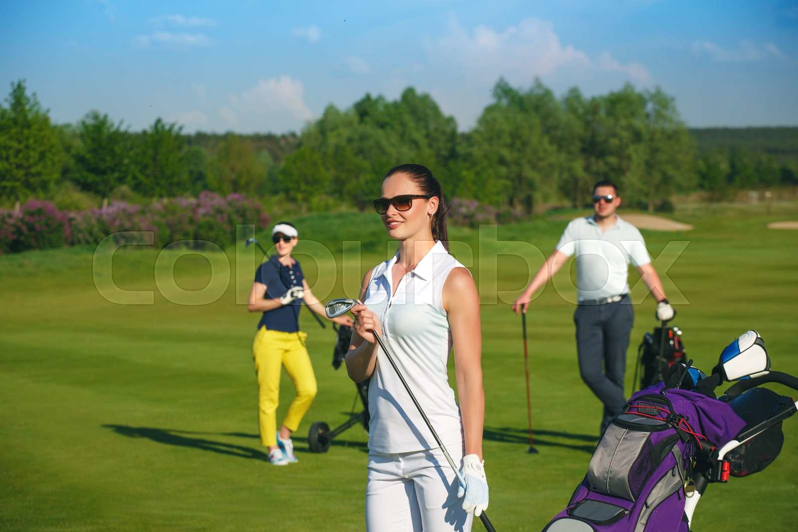 Friends golfers playing golf | Stock image | Colourbox