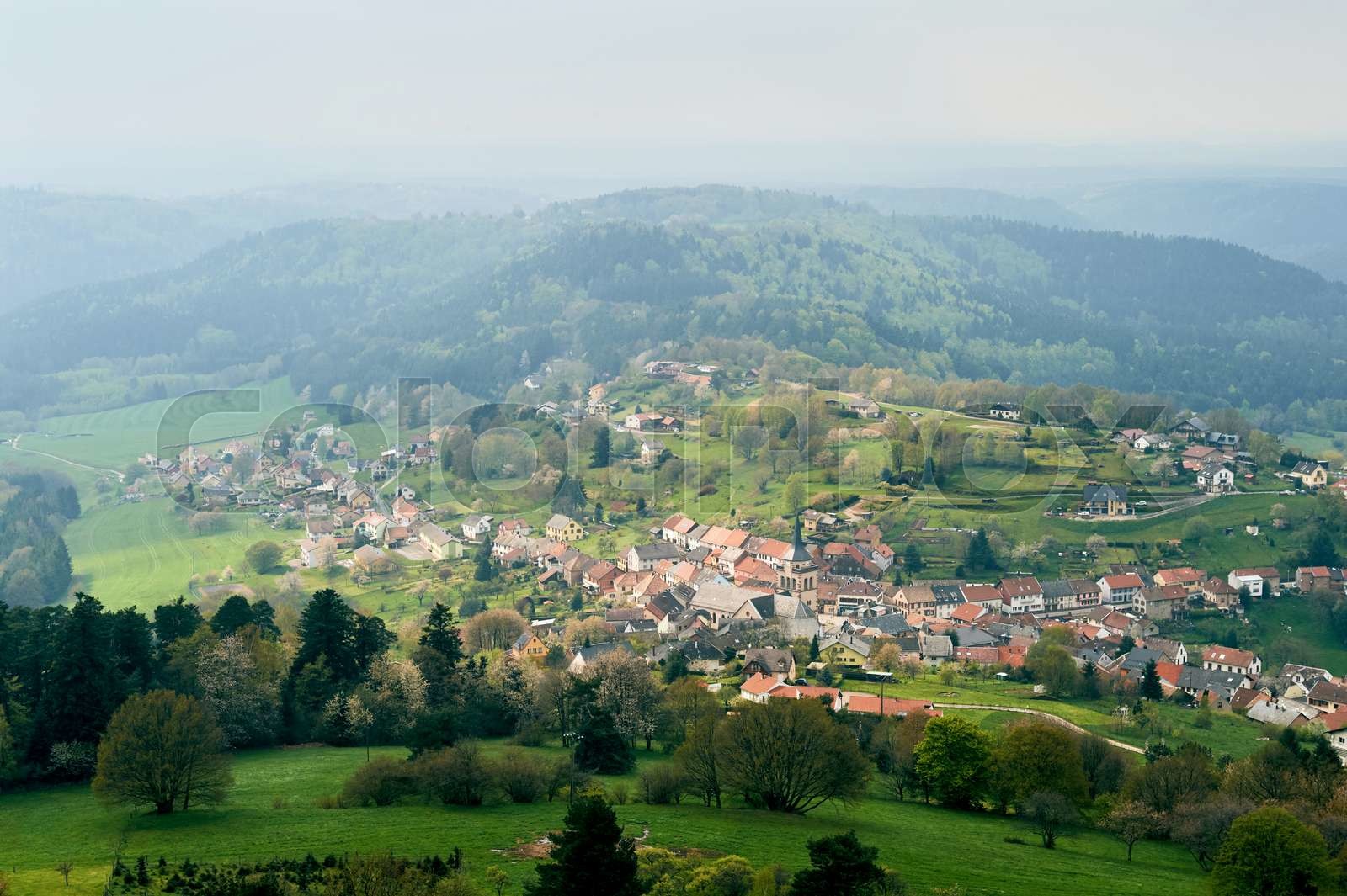 Wangenbourg-Engenthal Alsace aerial village | Stock image | Colourbox