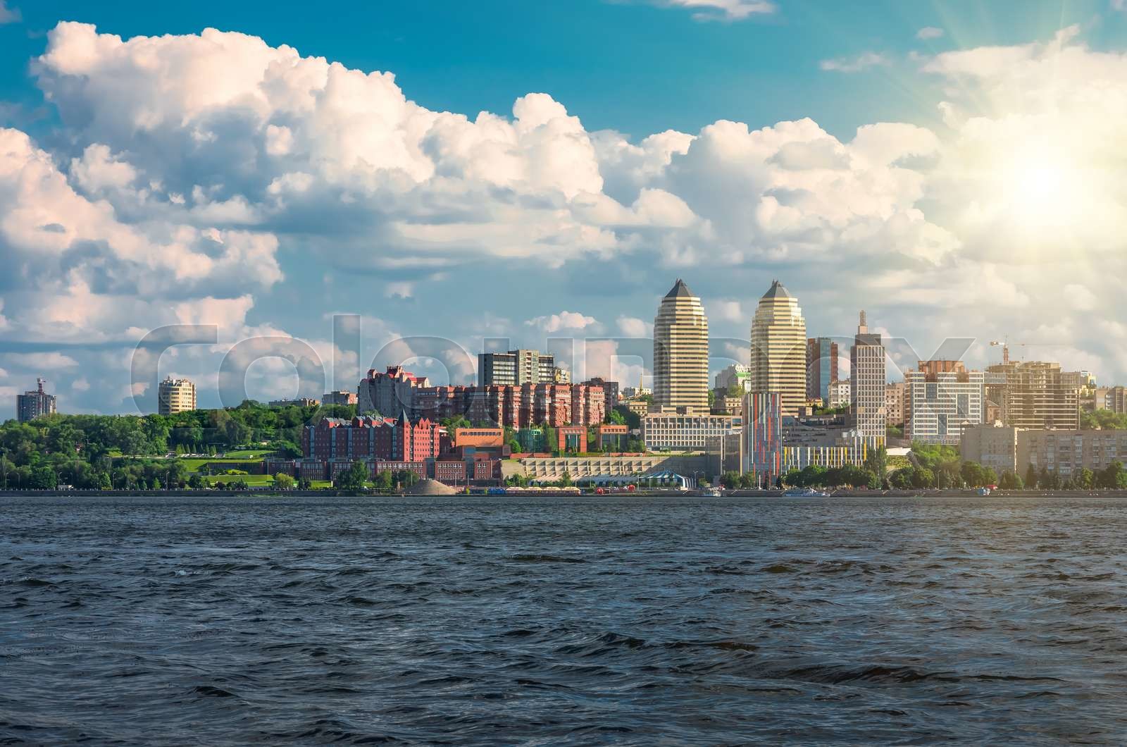 large buildings near the river | Stock image | Colourbox