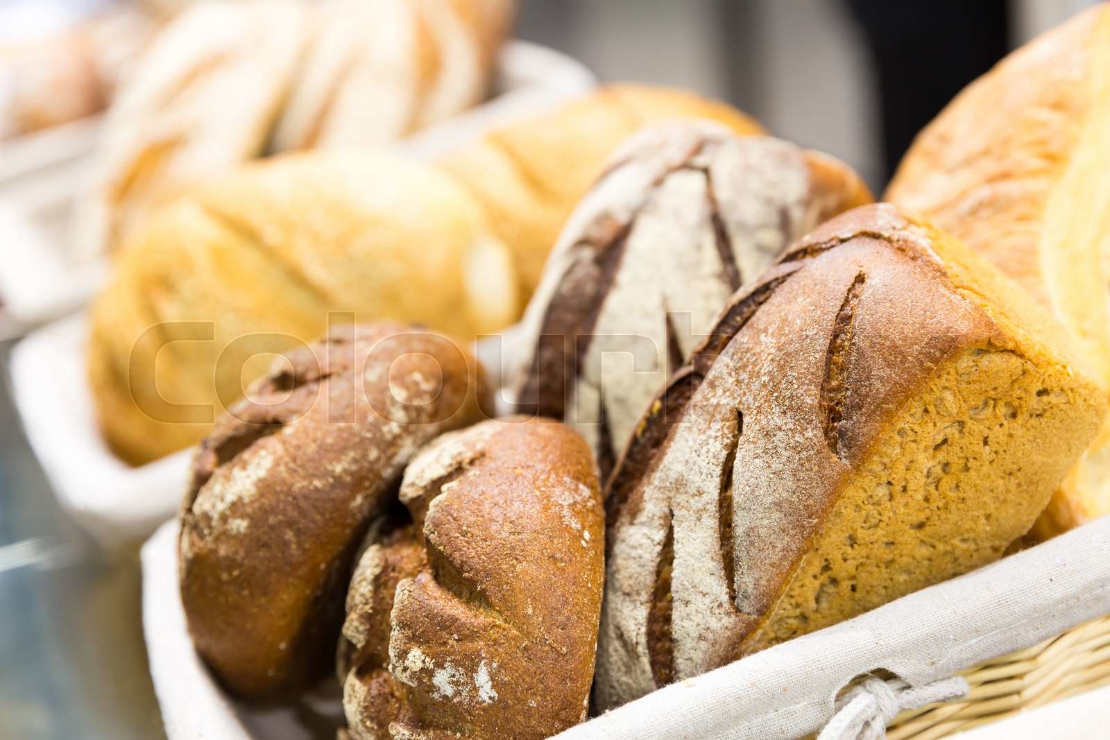 Loaves of bread on the shelf | Stock image | Colourbox