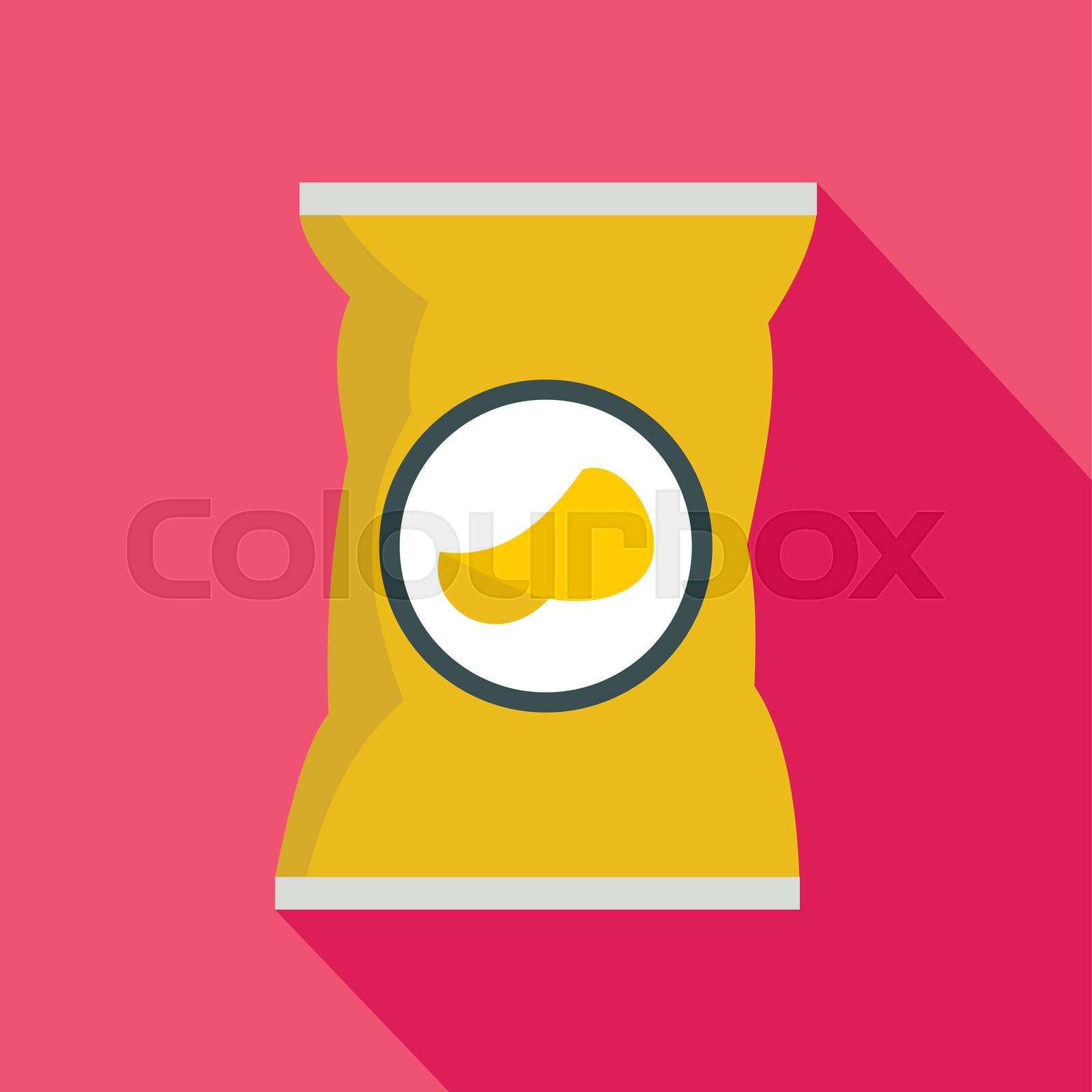 Potato chips bag icon, flat style | Stock vector | Colourbox