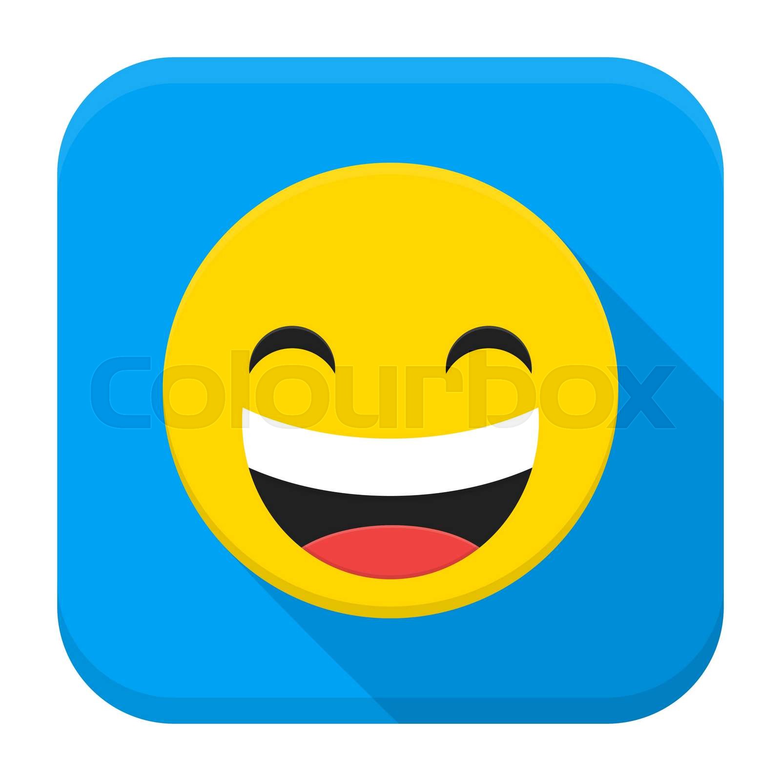 Laugh Yellow Smiley Face Flat App Icon | Stock vector | Colourbox