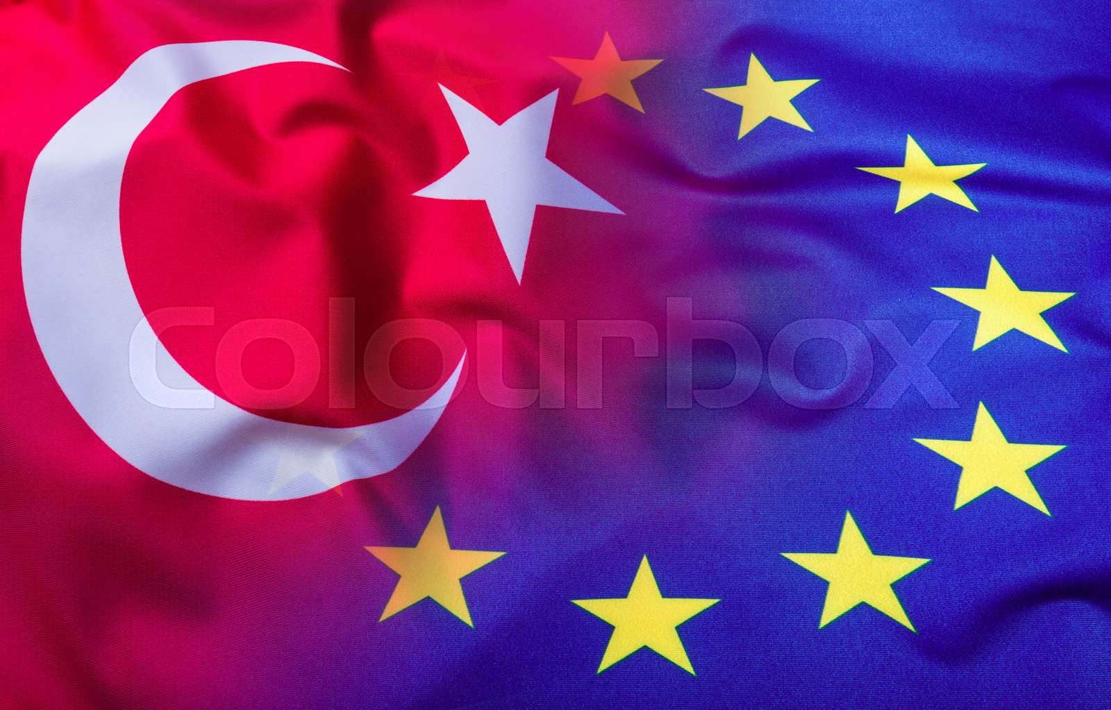 Flags of the Turkey and the European Union. Turkey Flag and EU Flag ...
