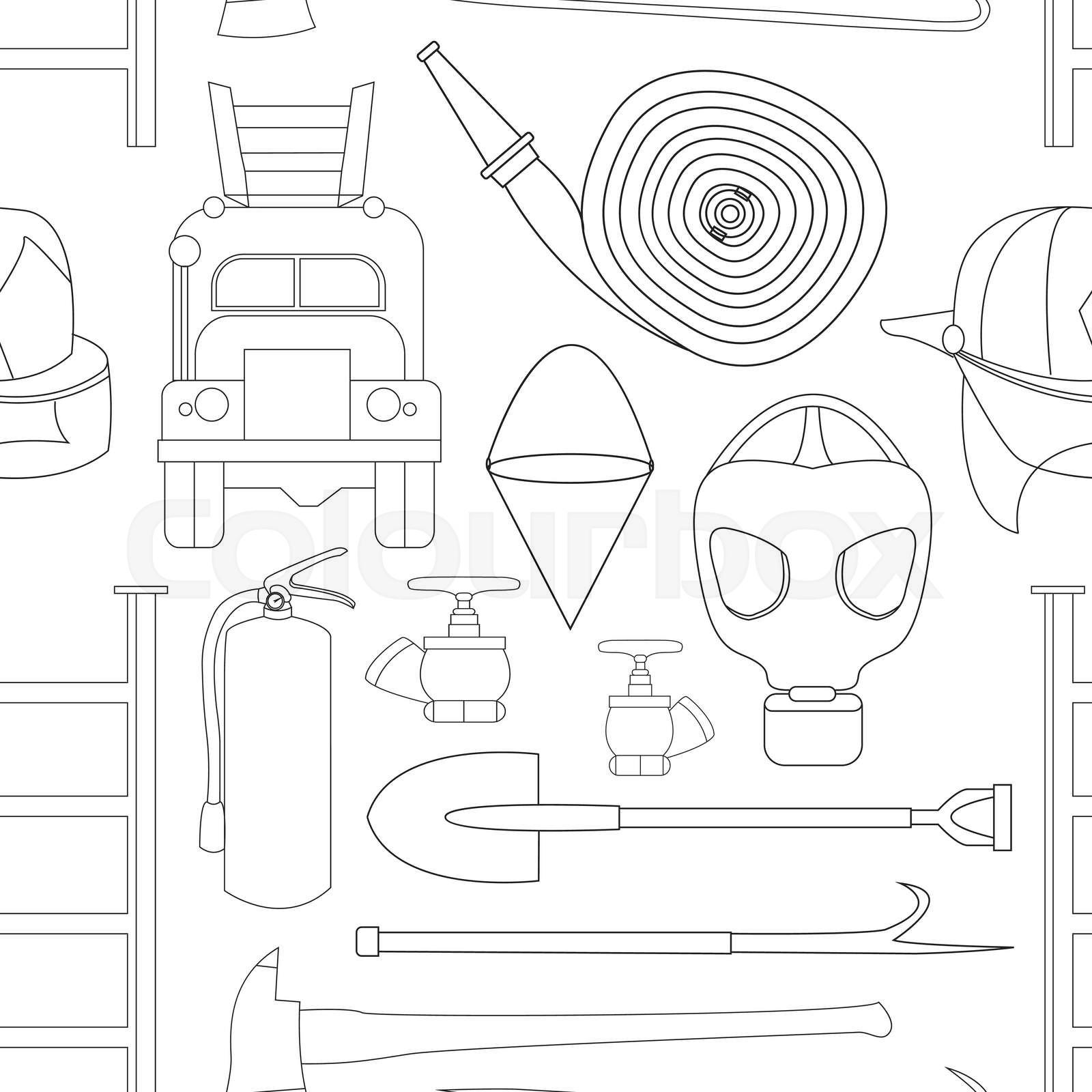 Set icons of firefighting equipment pattern | Stock vector | Colourbox