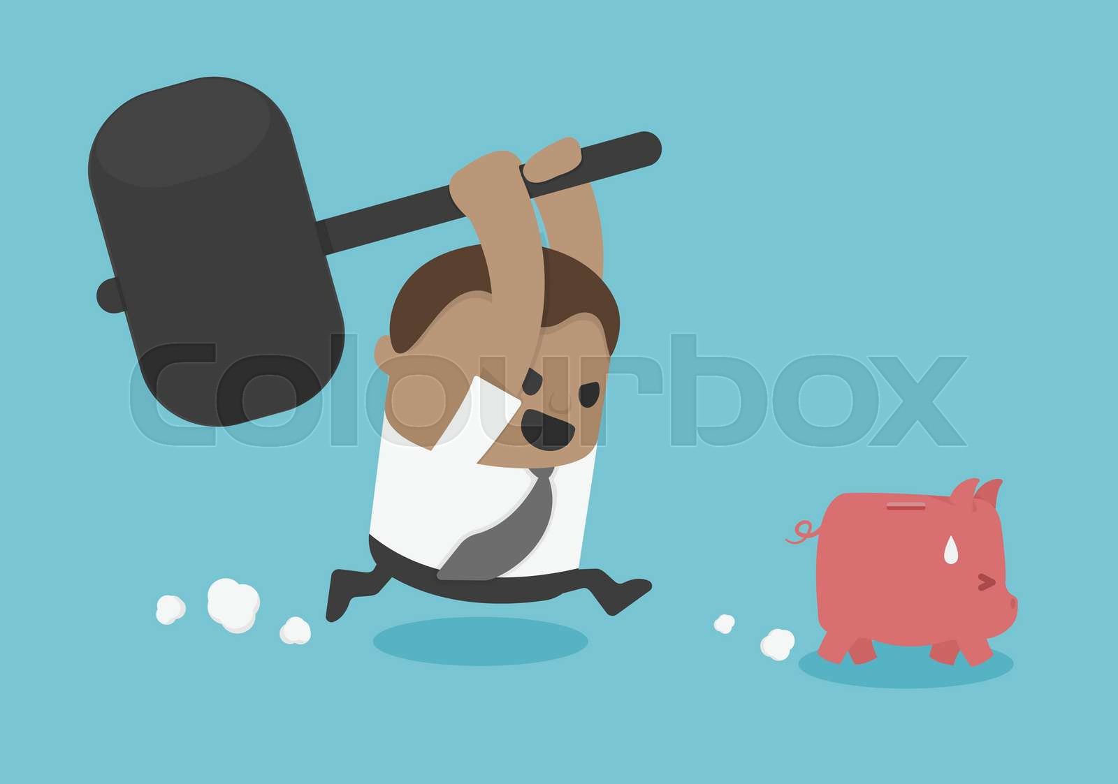 piggy bank to be destroyed | Stock vector | Colourbox